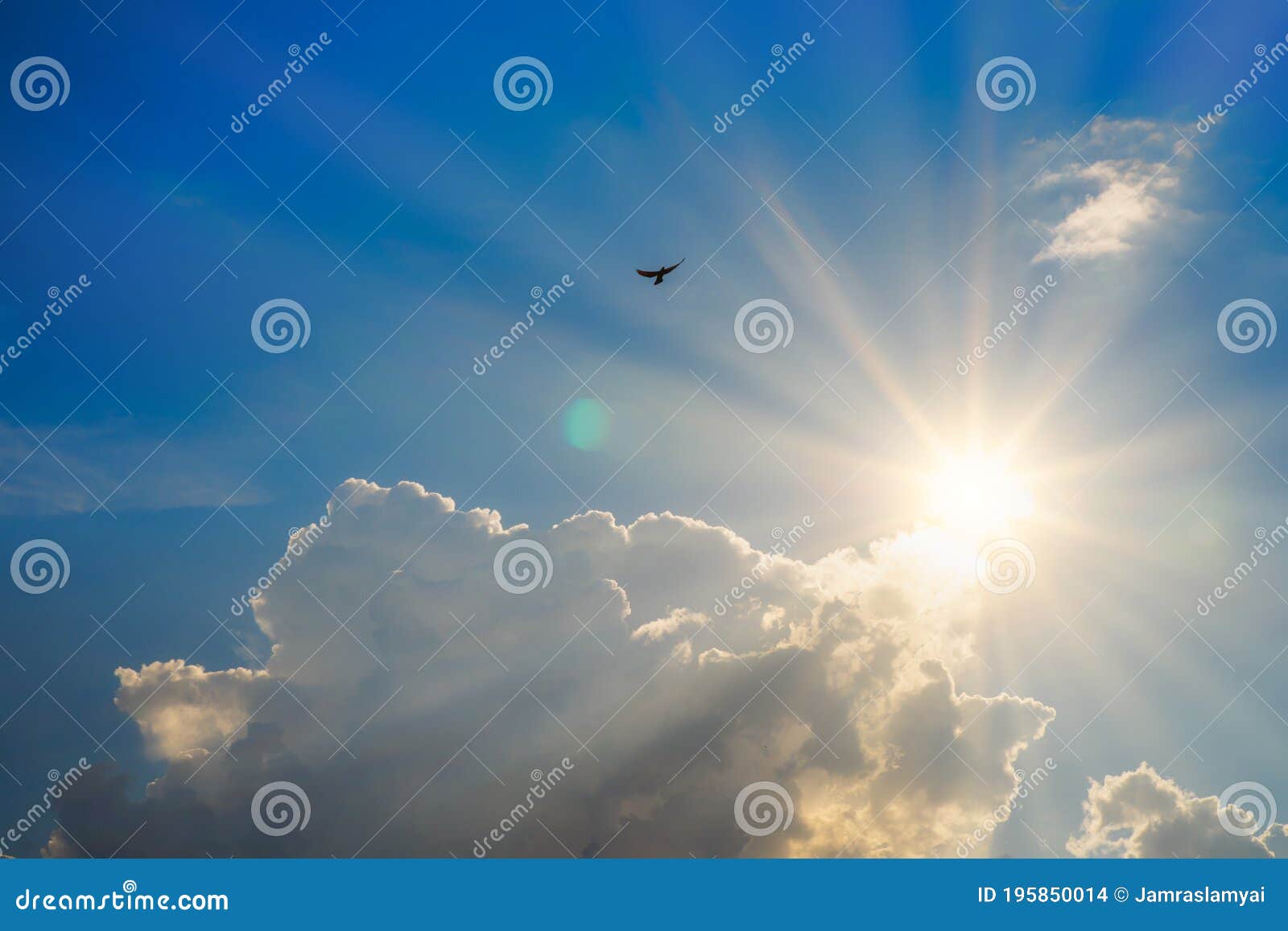 Blue Sky with Sunshine through the Clouds Stock Photo - Image of ...