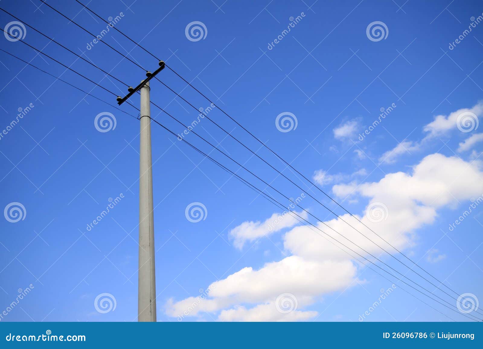 Blue sky telegraph pole stock photo. Image of material - 26096786