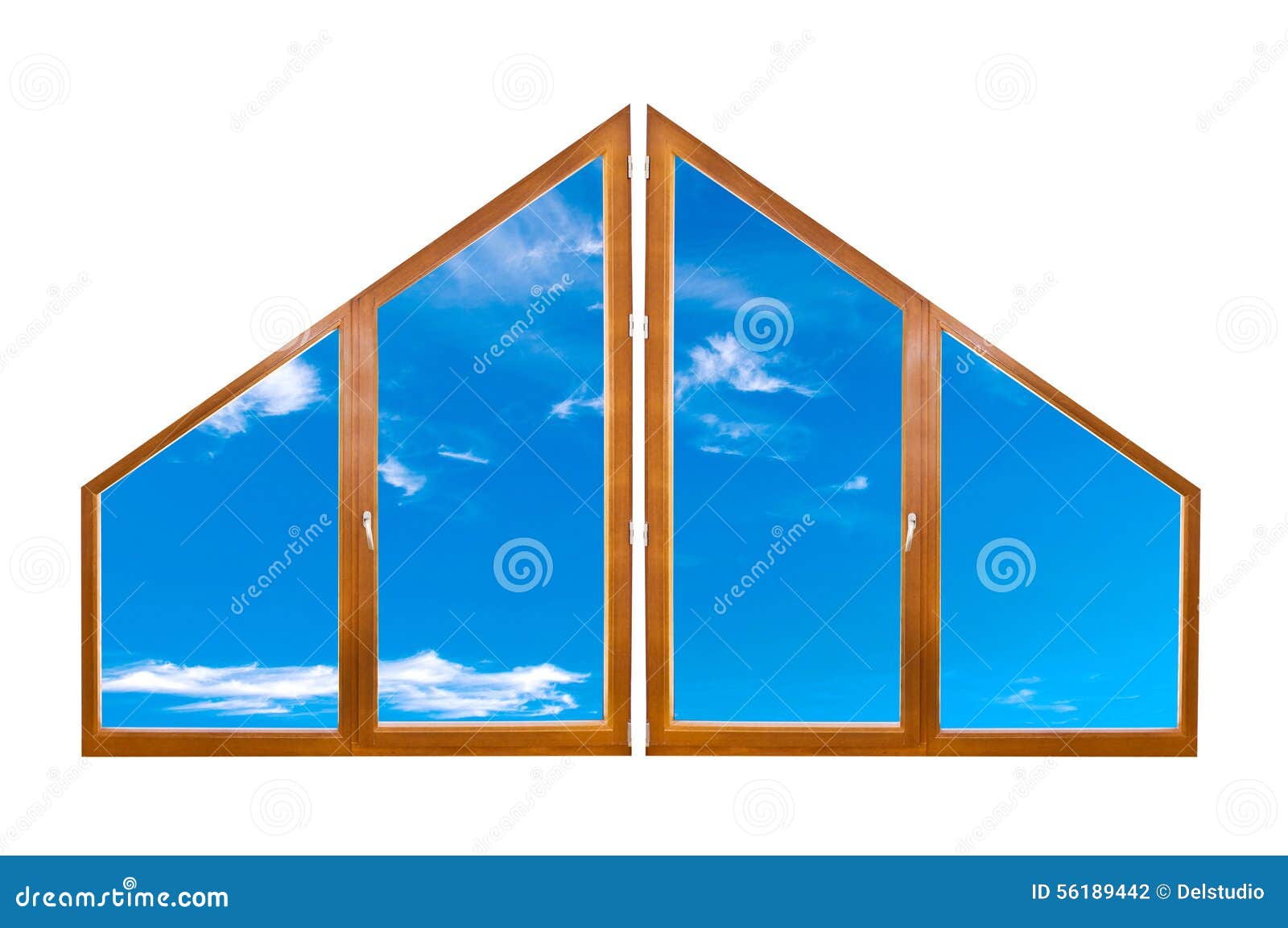 Blue Sky through a Triangle Modern Window Stock Photo - Image of ...