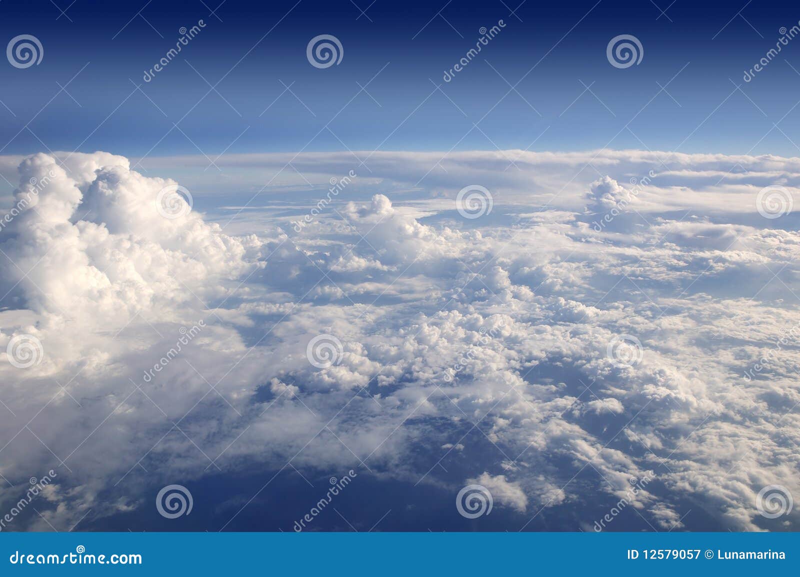 Blue Sky View from Aircraft Airplane Stock Image - Image of background ...