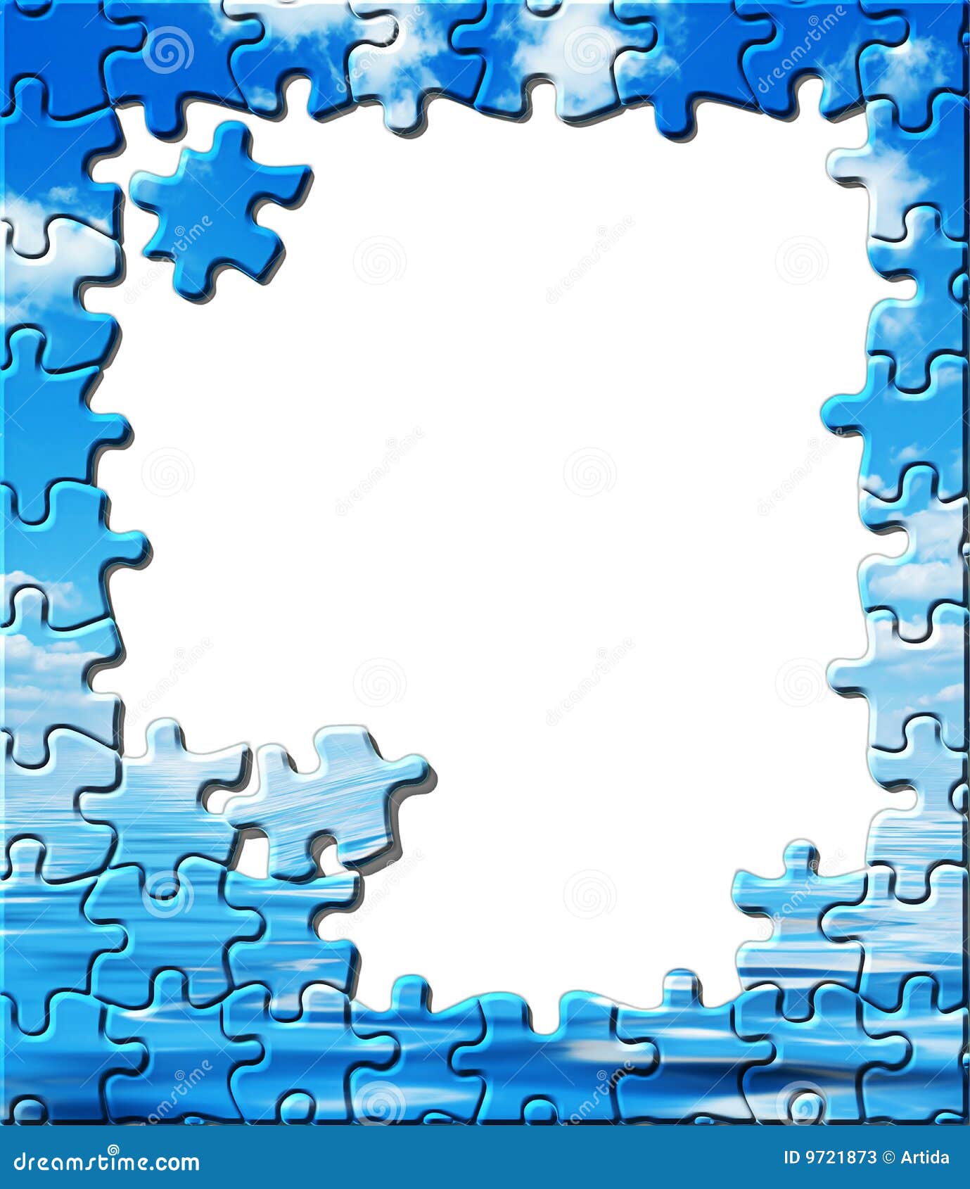 Blue Sky with Water Reflection, Puzzle Border Stock Illustration ...