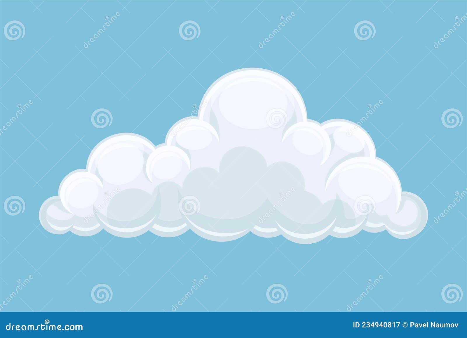Blue Sky with White Cloud. Abstract Cumulus Cloud Cartoon Vector ...