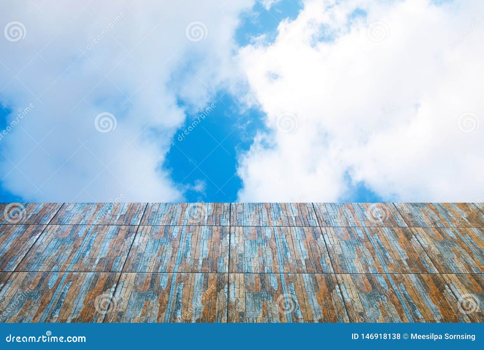 Blue Sky White Cloud with Seamless Modern Tiles Texture Foreground ...