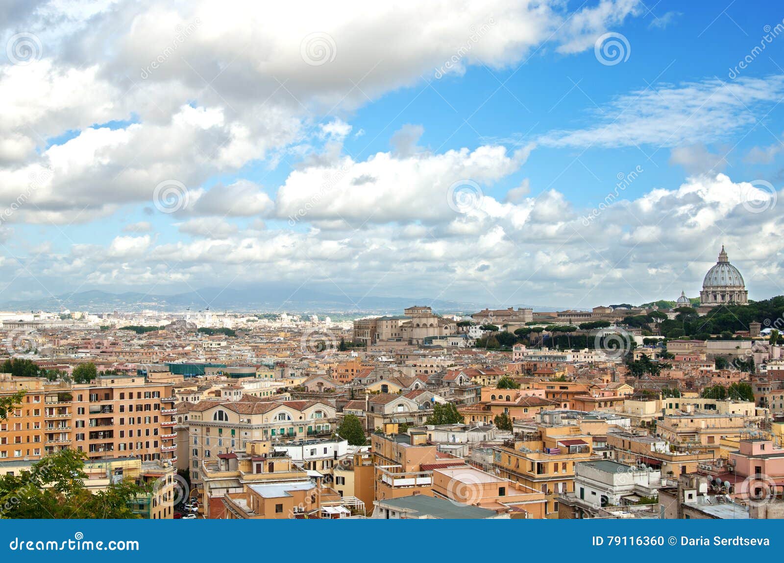 Blue Sky with White Clouds Above Rome and St. Peter S Basilica Stock ...