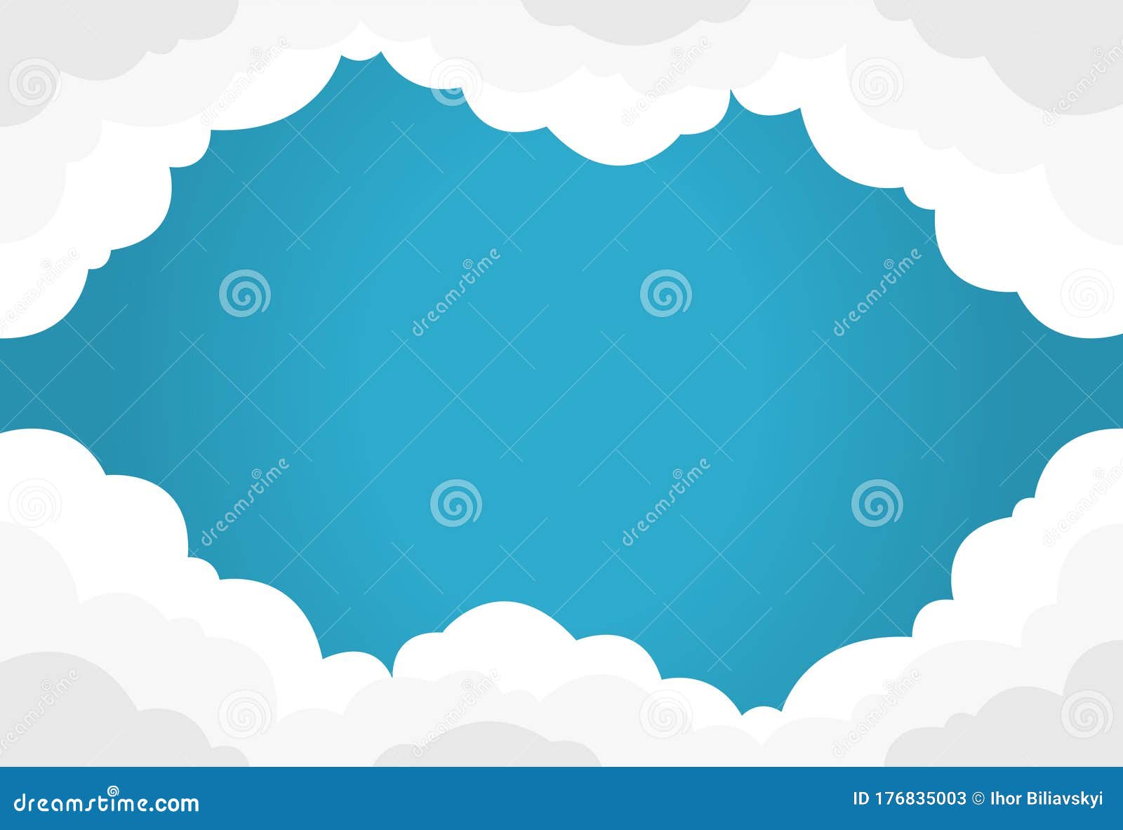 Blue Sky with White Clouds Background. Border of Clouds Stock Vector ...