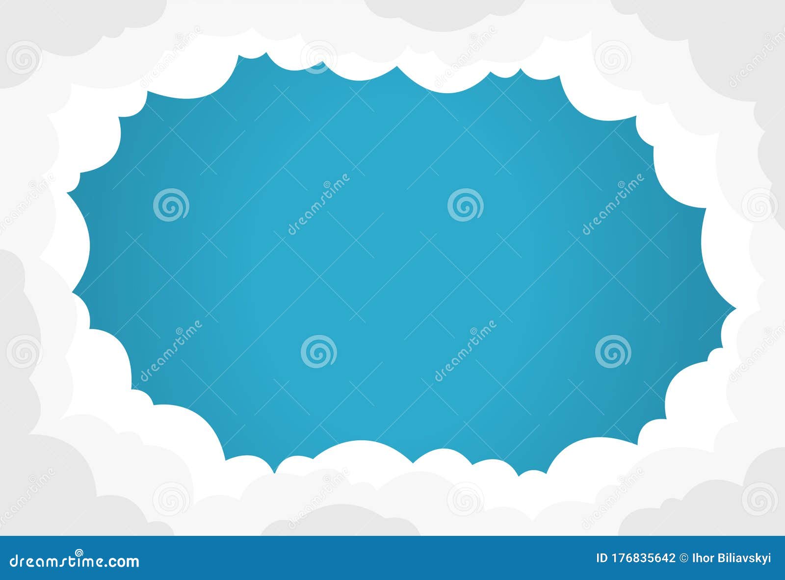Blue Sky with White Clouds Background. Border of Clouds Stock Vector ...