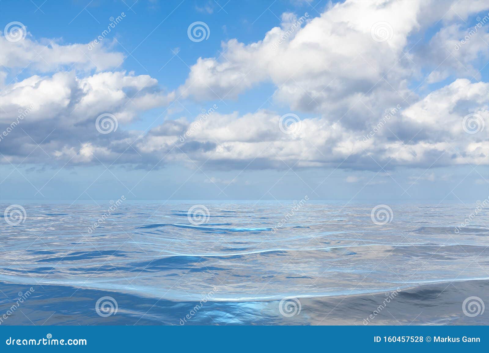 Blue Sky with White Clouds Over the Sea Stock Photo - Image of mood ...