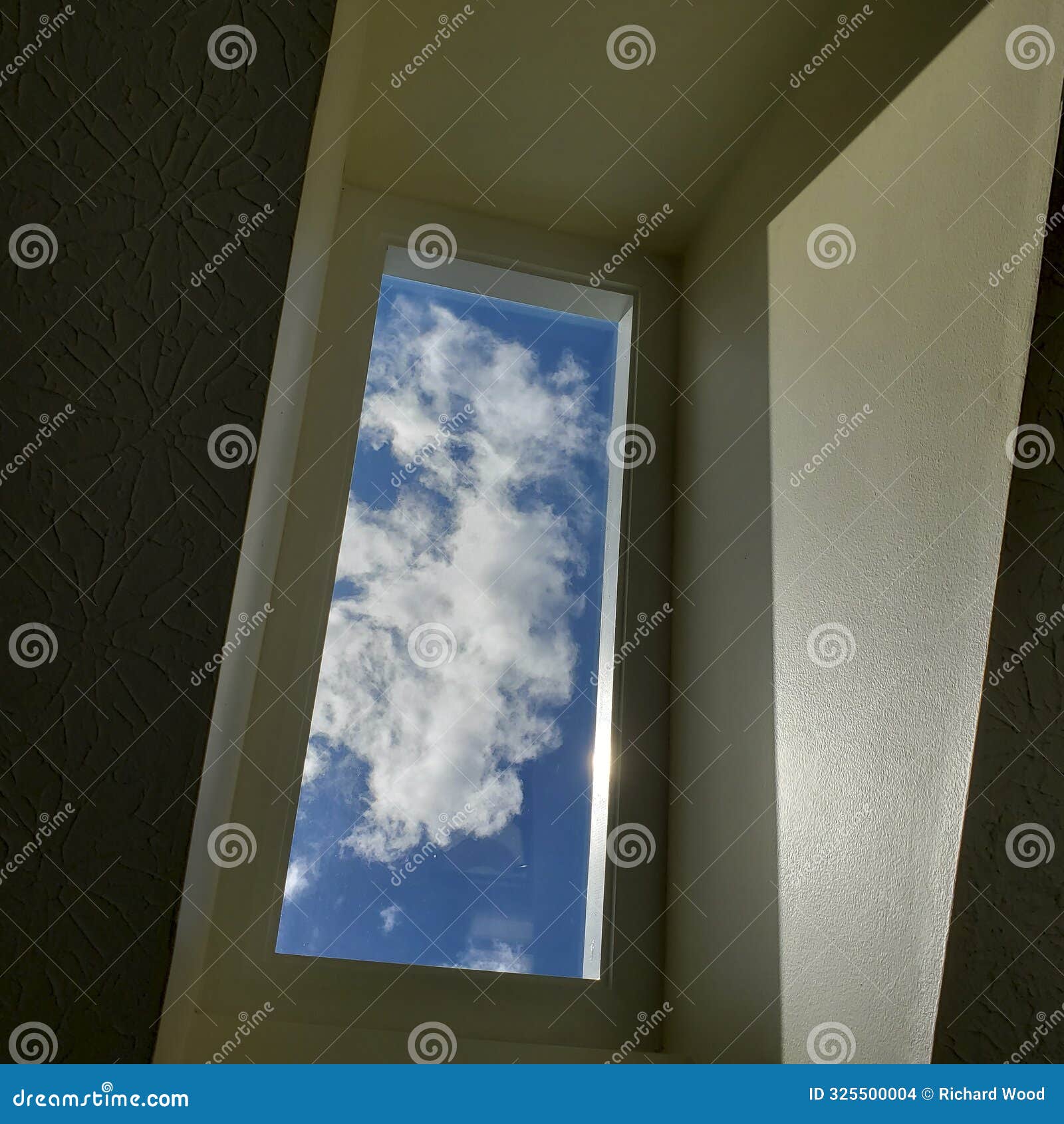 Blue Sky and White Clouds Seen through a Skylight Stock Photo - Image ...