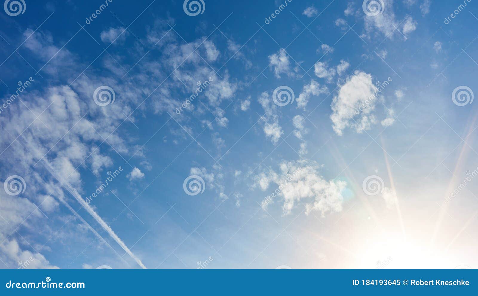 Blue Sky with White Clouds and Sun As Headers Stock Image - Image of ...