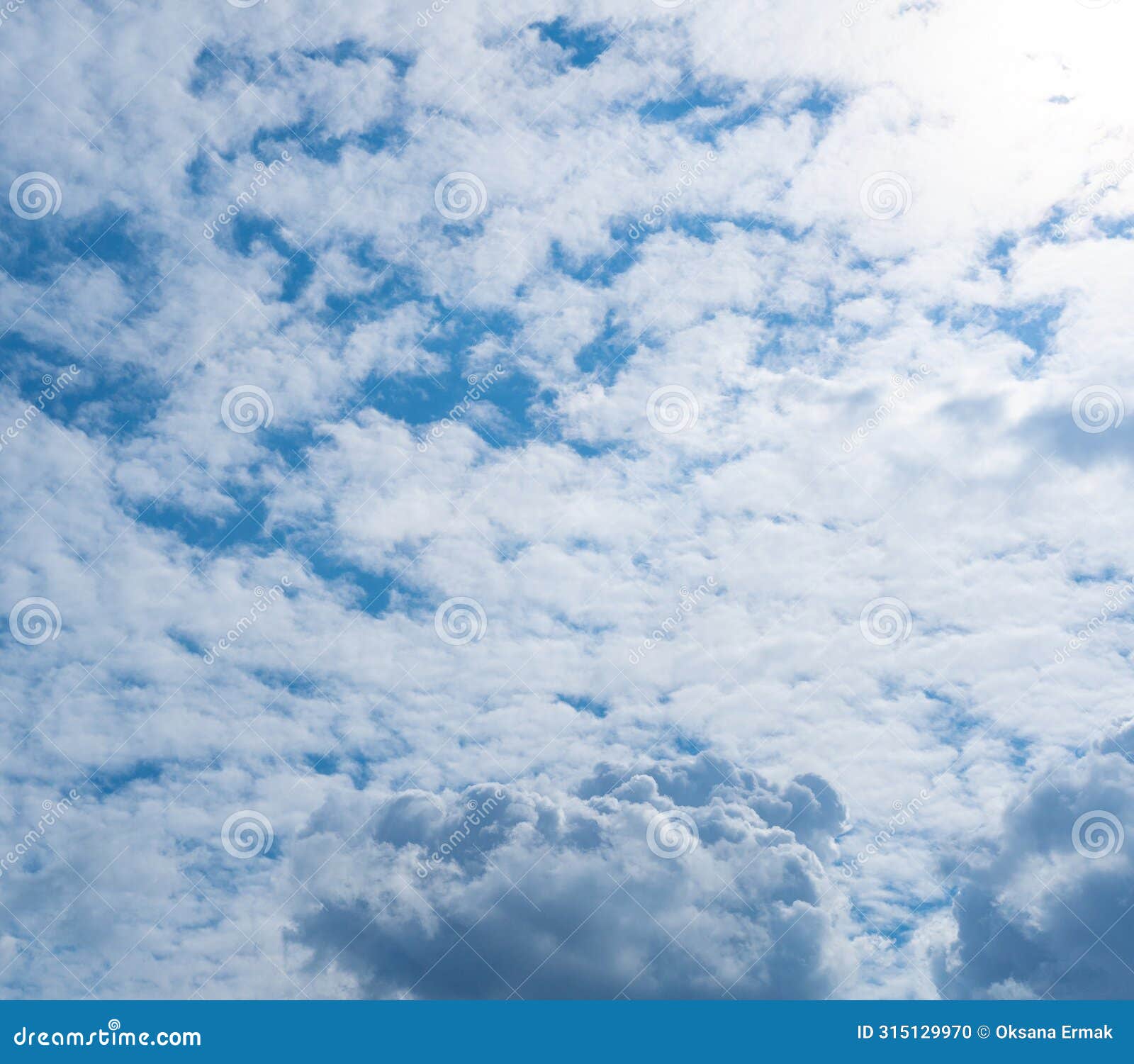 Blue Sky with White Clouds, Sunny Cloudy Sky Texture Background, Fluffy ...