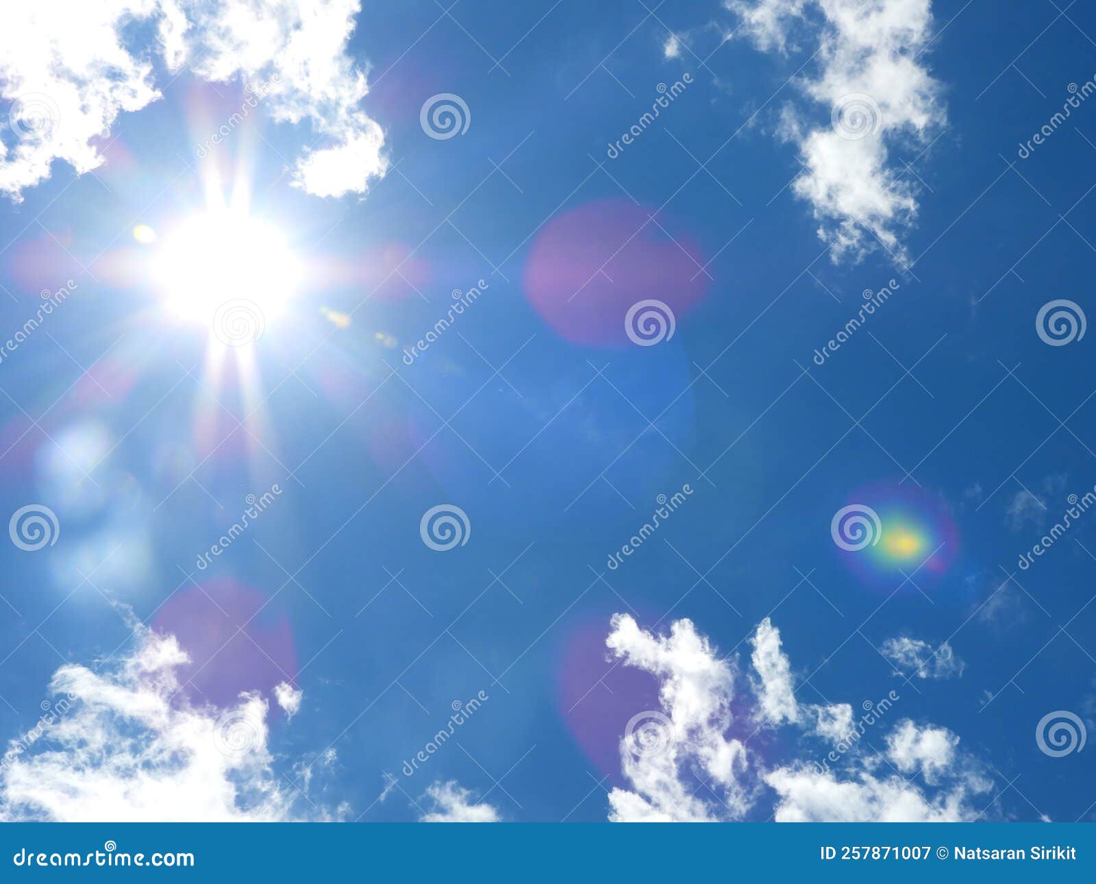Blue Sky with White Clouds and Sunray, Wonderful Sky in the Sunny Day ...
