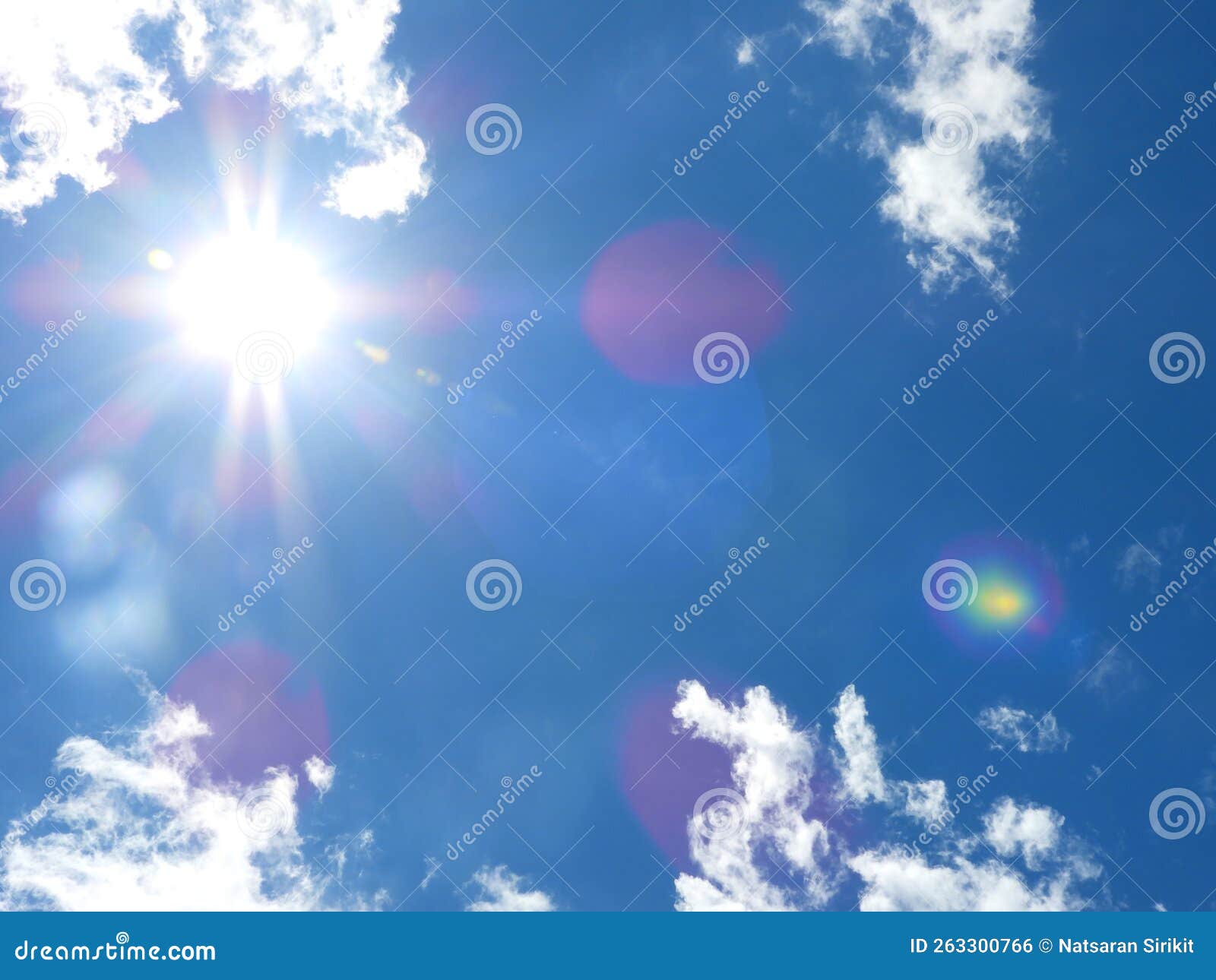 Blue Sky with White Clouds and Sunray, Wonderful Sky in the Sunny Day ...