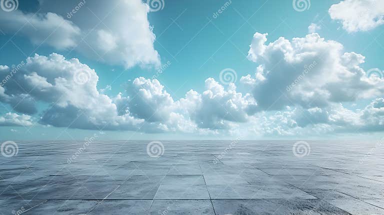 Blue Sky with White Clouds and Tile Floor Background Stock Illustration ...