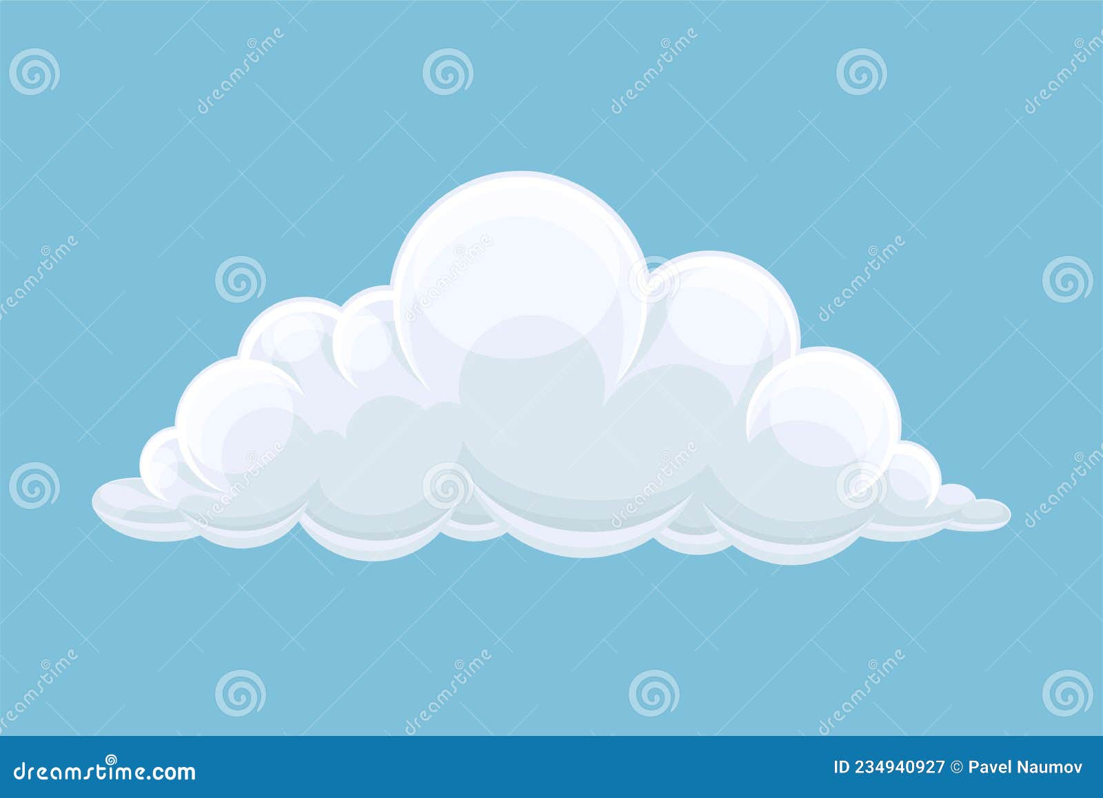 Blue Sky with White Fluffy Cumulus Cloud Cartoon Vector Illustration ...