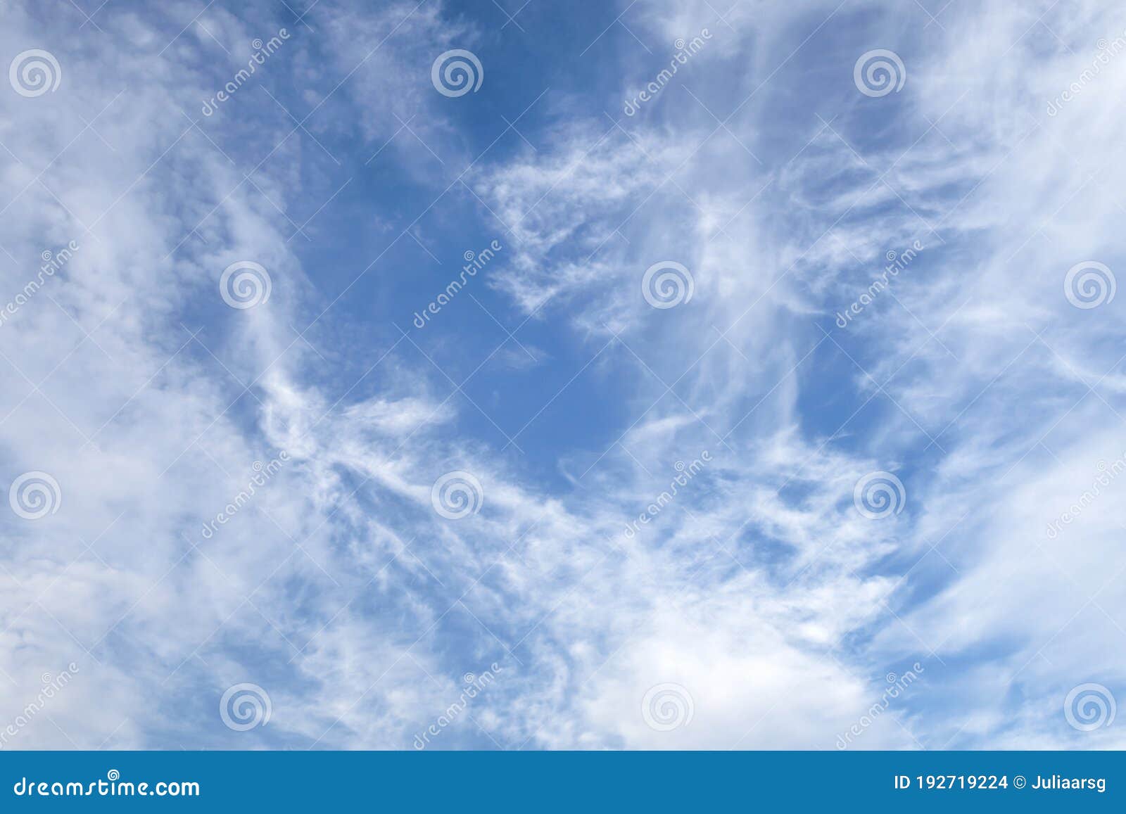 Blue Sky with Psychedelic Feather Clouds. Cloudscape for Background ...