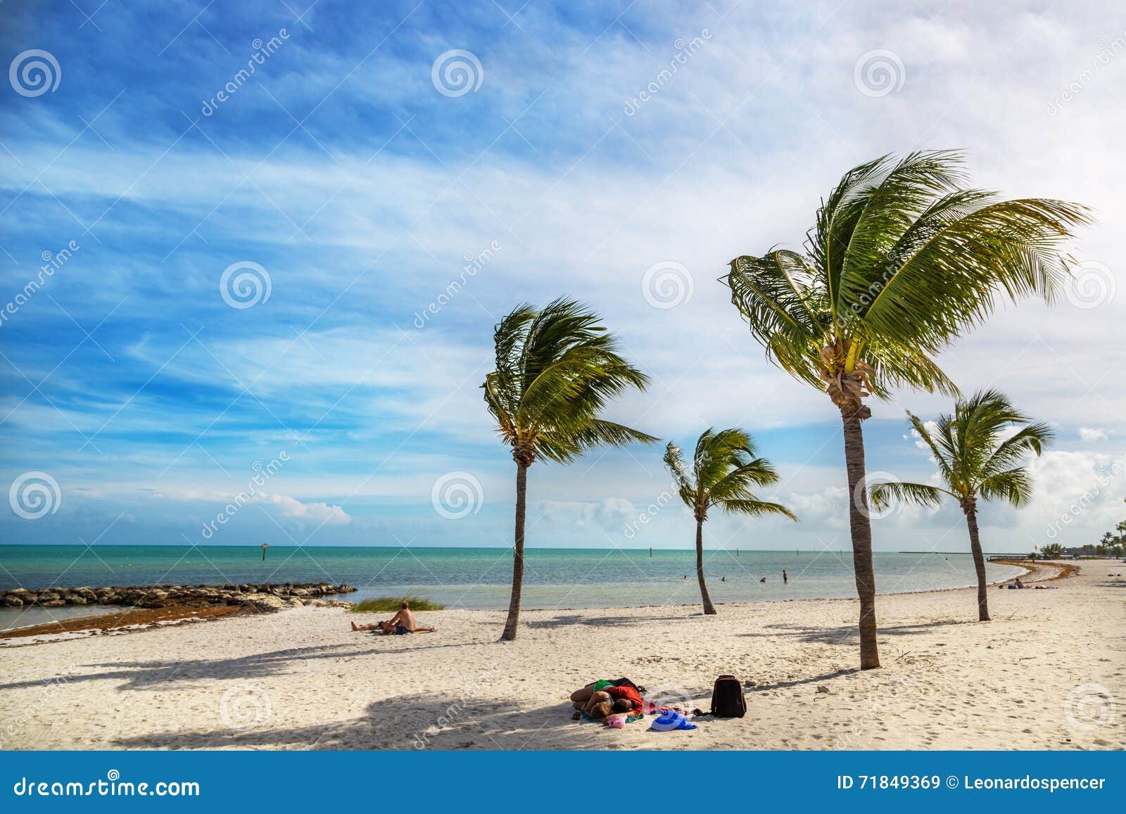 Blue Sky with White Sand and Palm Beach in Key West Stock Image - Image ...