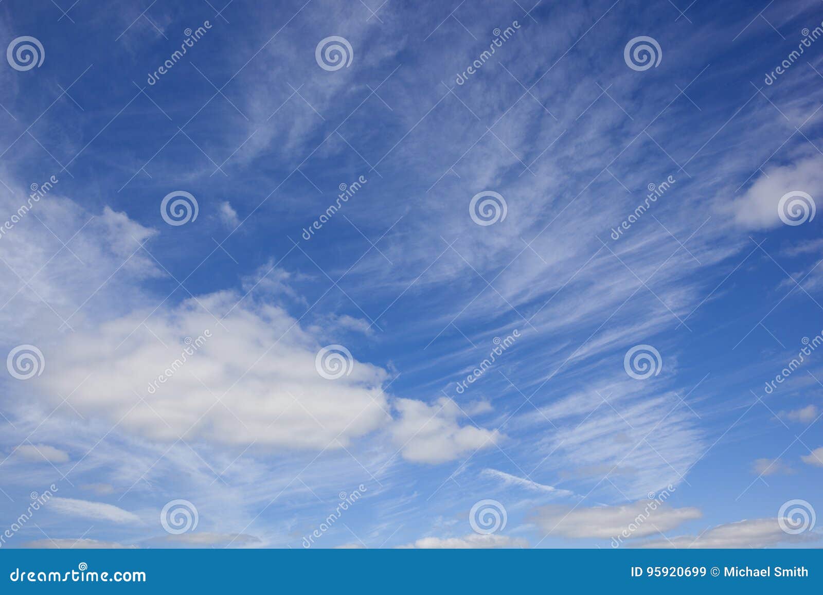 Blue Sky and Wispy Cloud Background Stock Image - Image of patterns ...