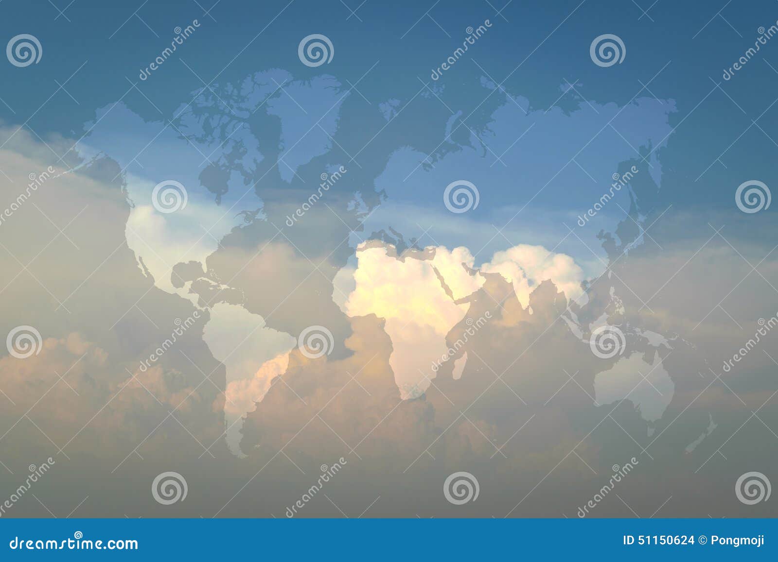 Blue sky with world map stock illustration. Illustration of beautiful ...