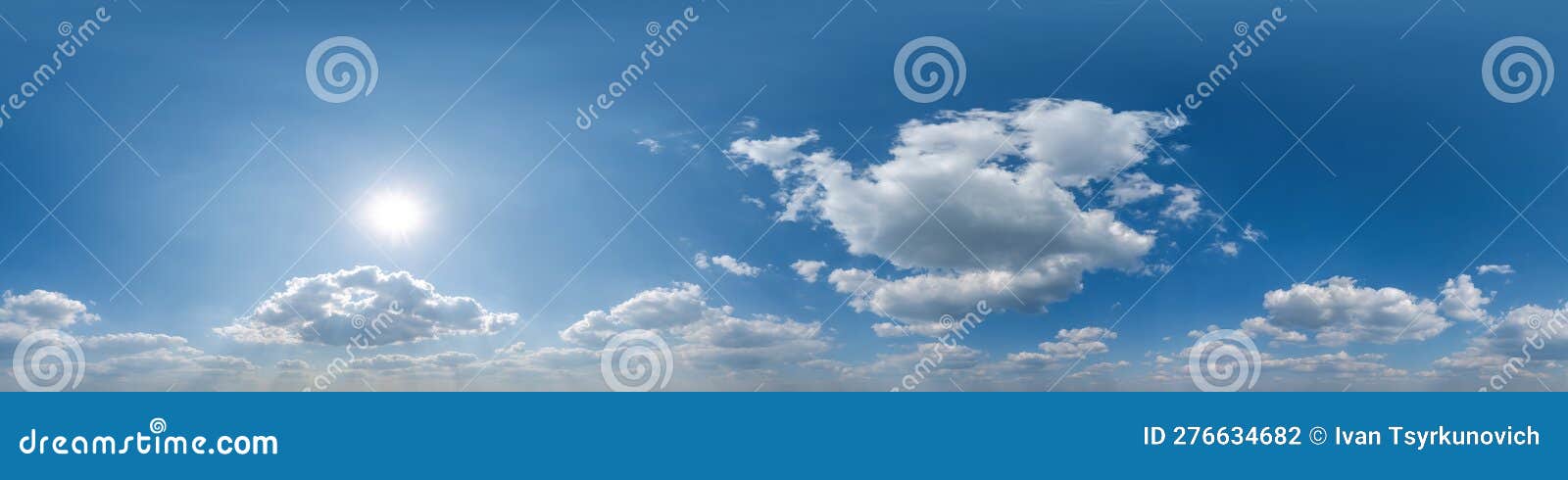Blue Skybox with Cumulus Cloud As Seamless Hdri 360 Panorama with Zenith in Spherical ...