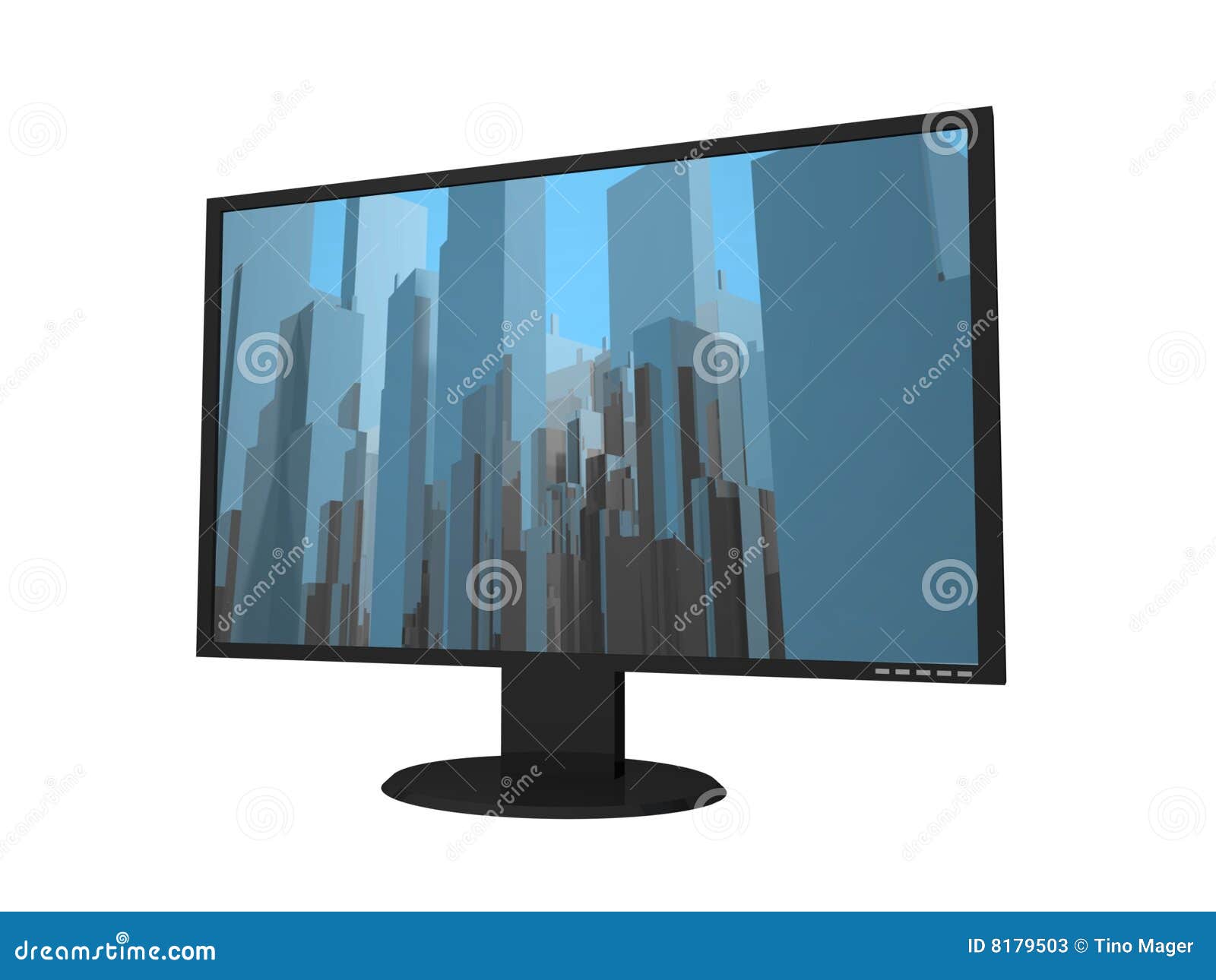 Blue skyline detail montor stock illustration. Illustration of monitor ...