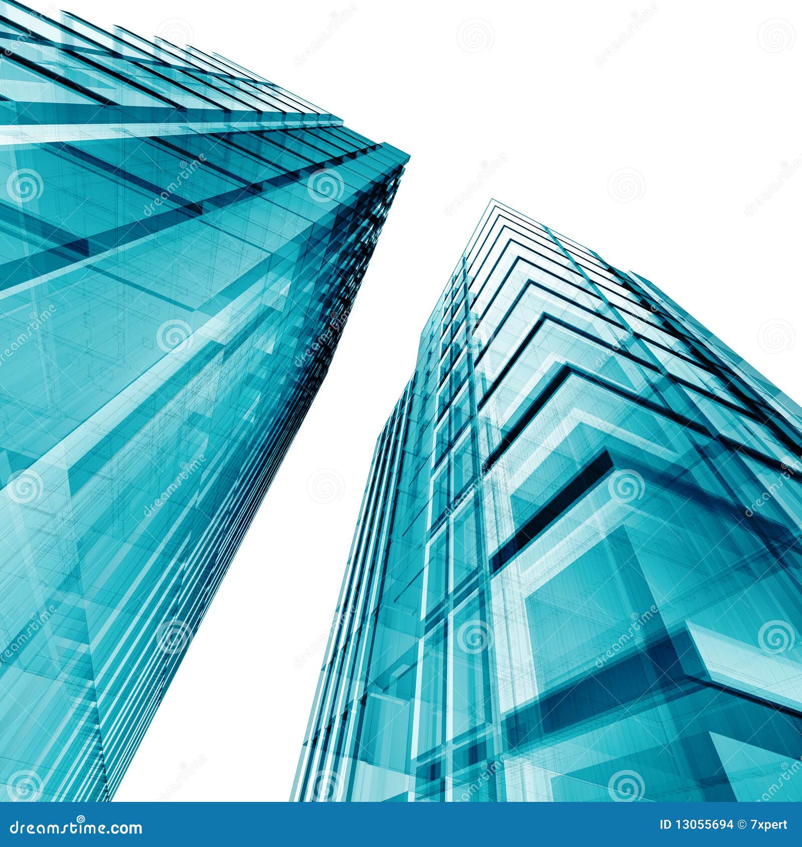 Blue skyscrapers stock illustration. Illustration of blueprint - 13055694