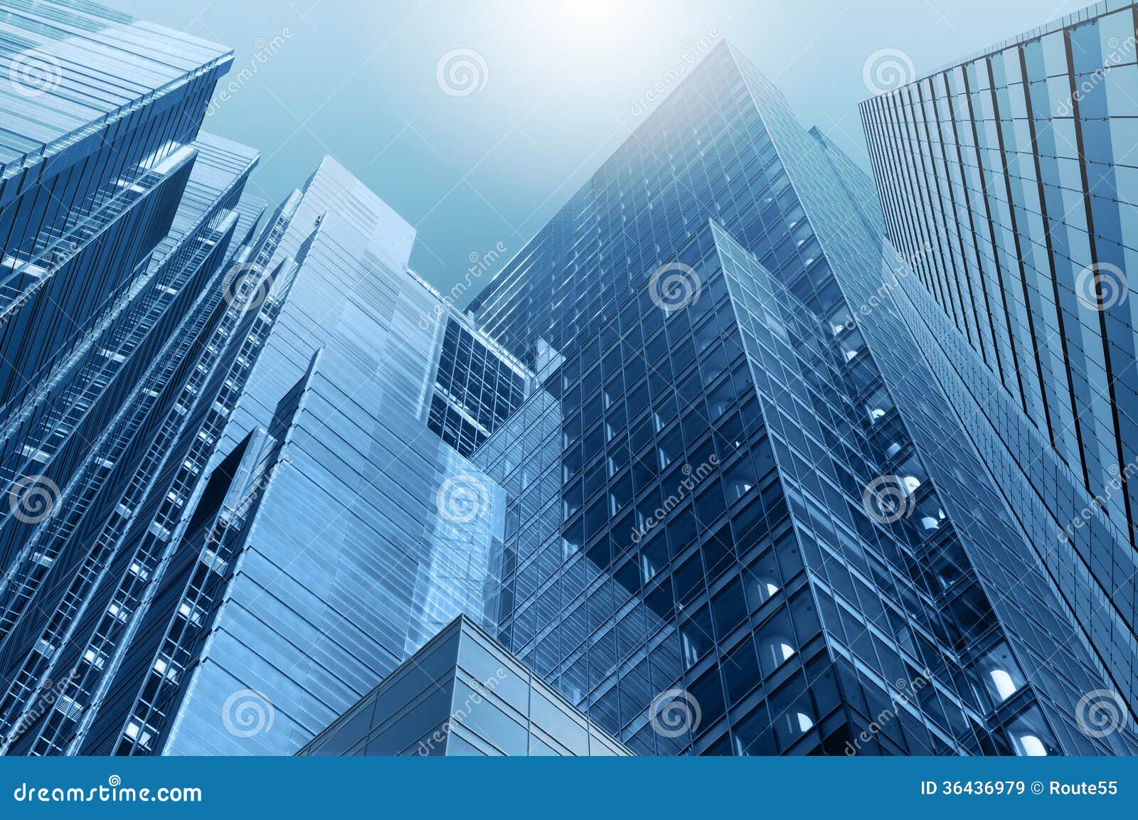 Blue skyscrapers stock image. Image of finance, downtown - 36436979