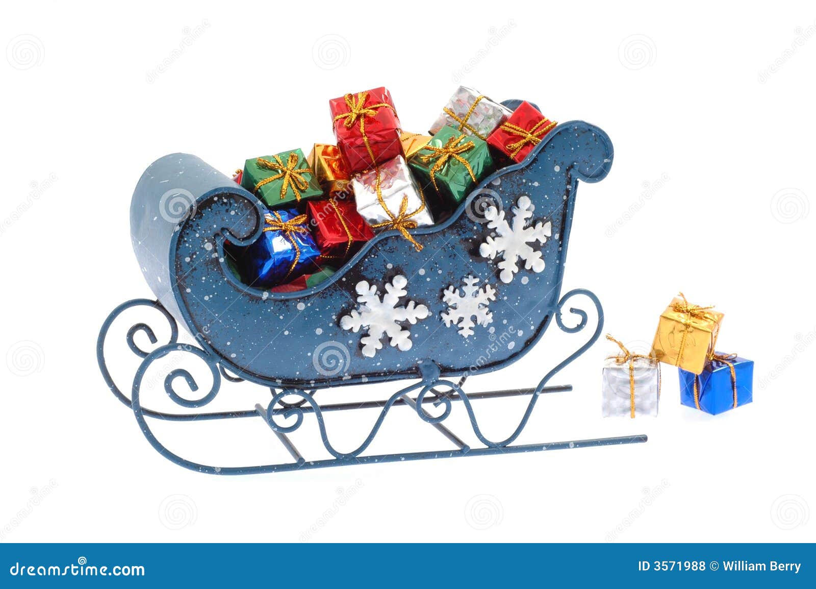 Blue Sleigh stock photo. Image of seasonal, sleigh, packages - 3571988