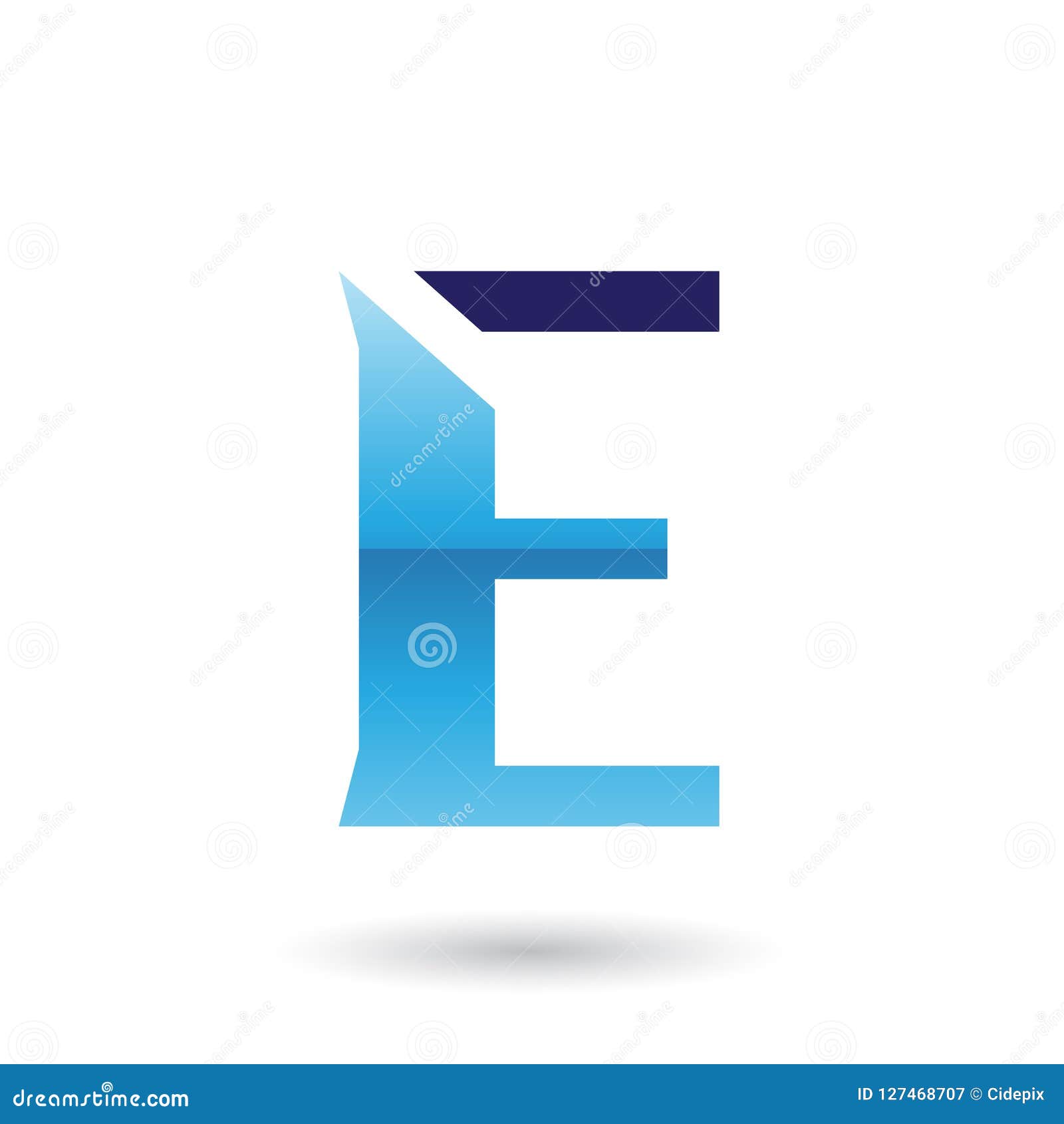 Blue Sliced Letter E Vector Illustration Stock Vector - Illustration of ...