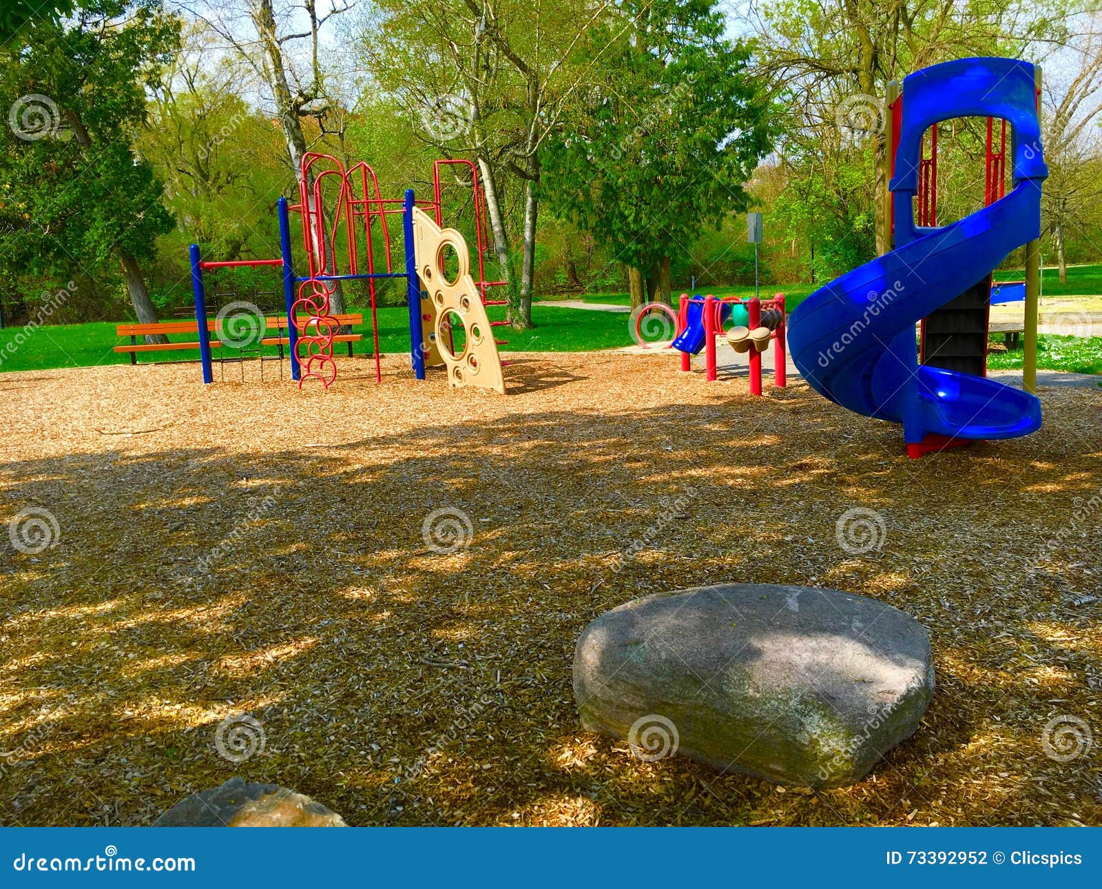 Blue Slide and Playground stock photo. Image of awesome - 73392952
