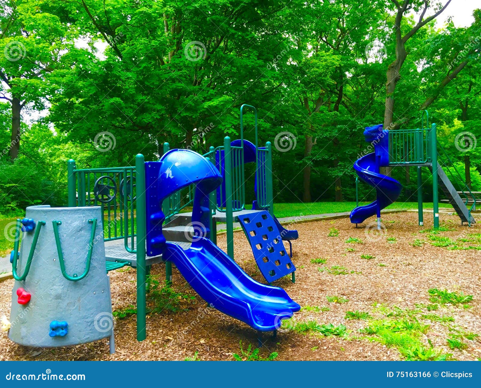Blue Slides stock photo. Image of spiral, trees, slides - 75163166