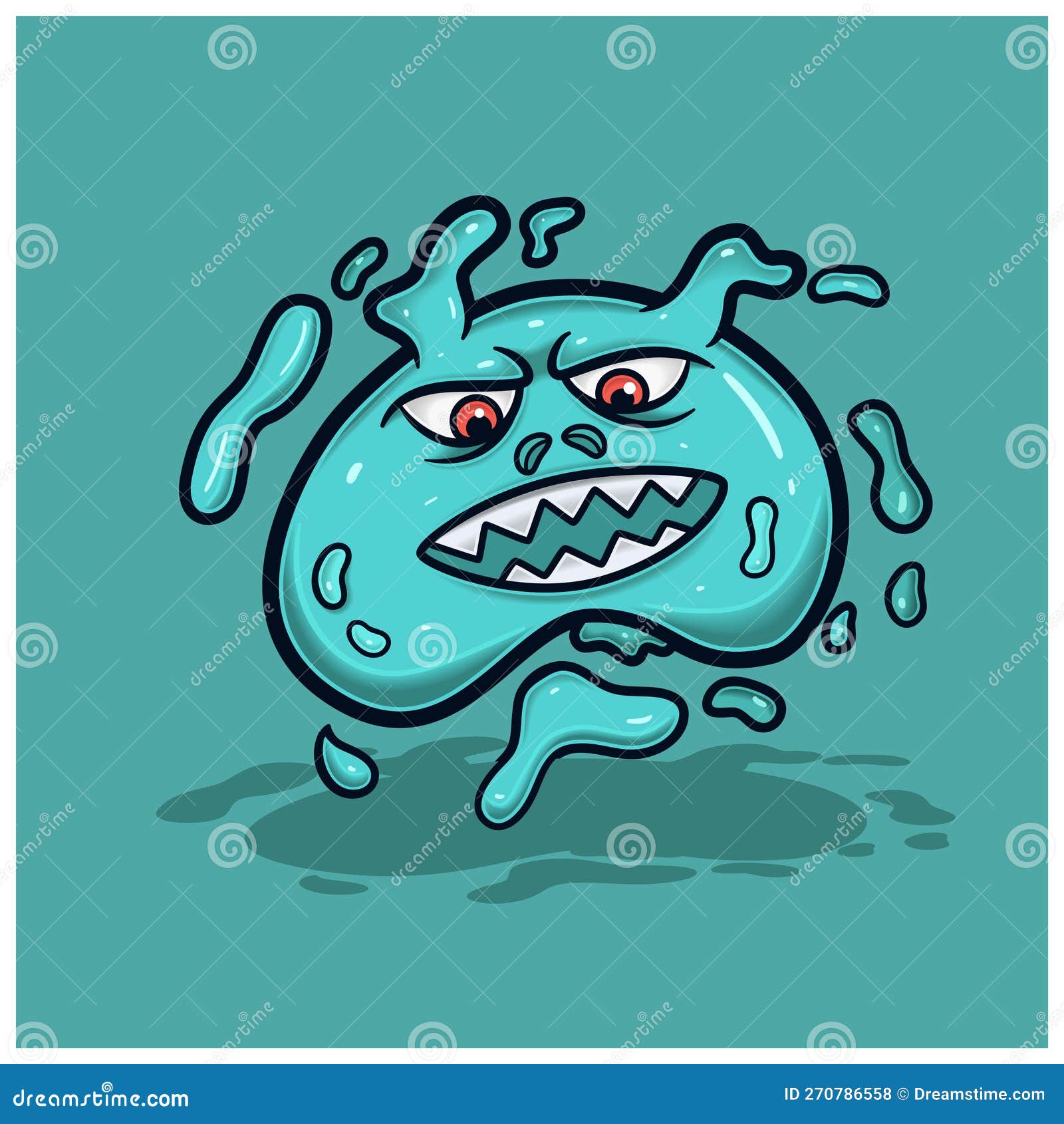 Blue Slime Evil Monster Character Cartoon Stock Vector - Illustration ...