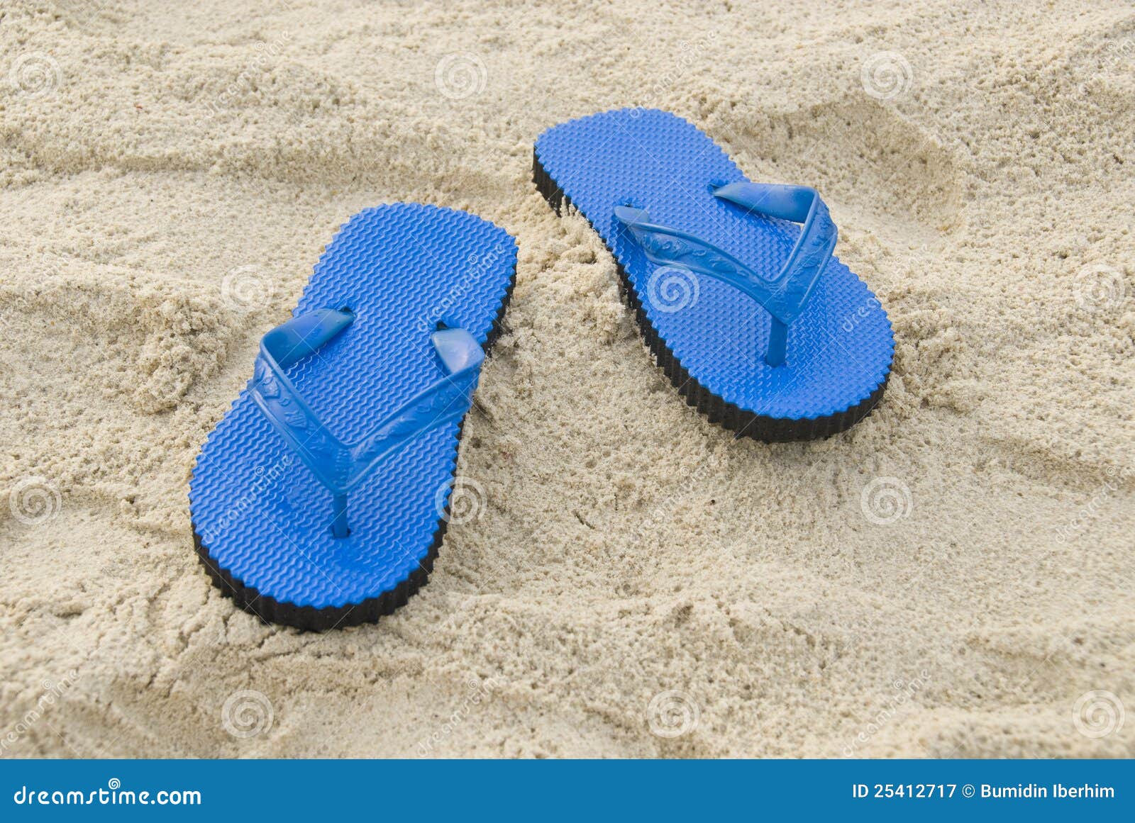 Blue Slipper on a Sandy Beach Stock Image - Image of light, packing ...