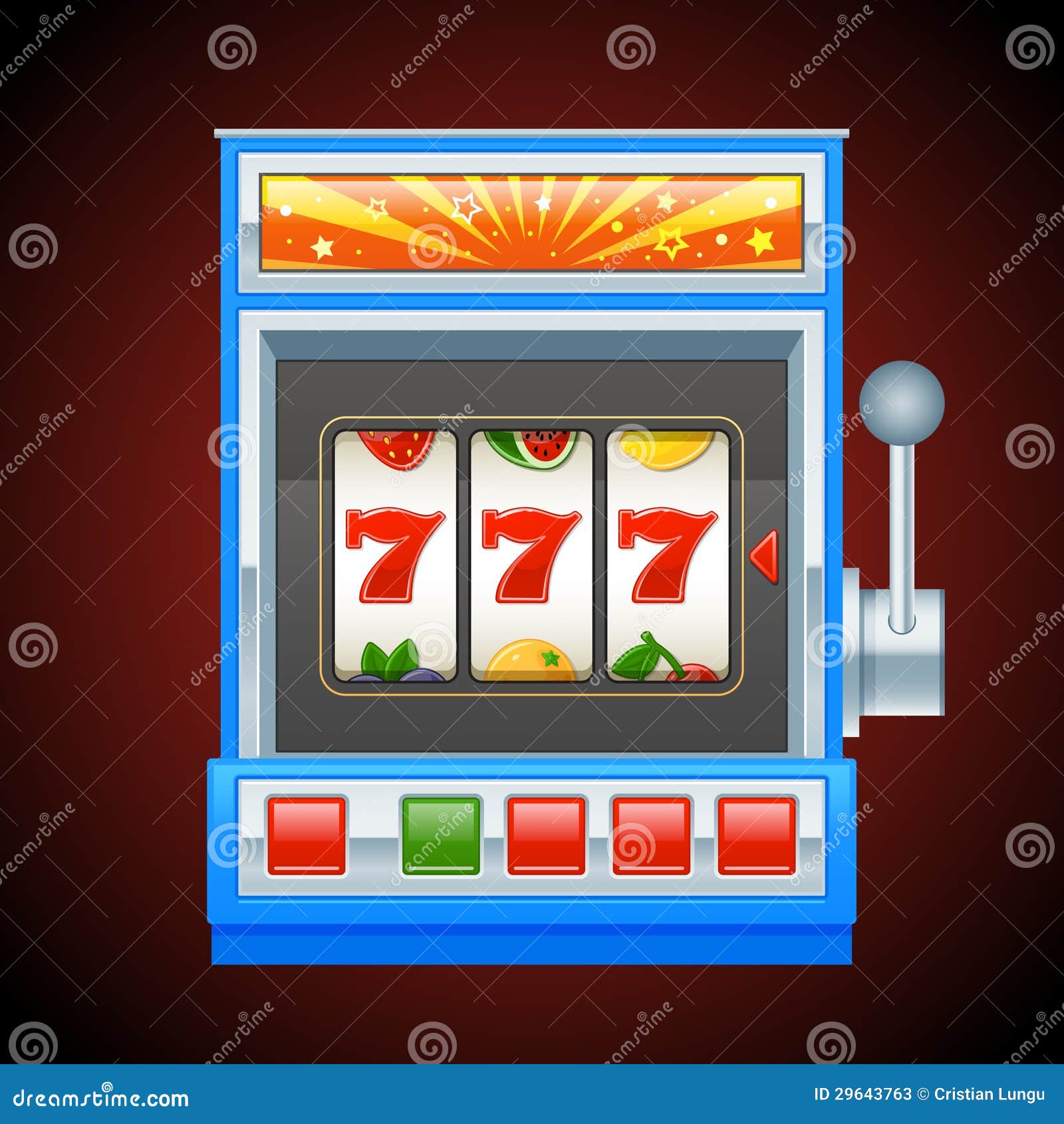 Blue slot machine stock vector. Illustration of vector - 29643763