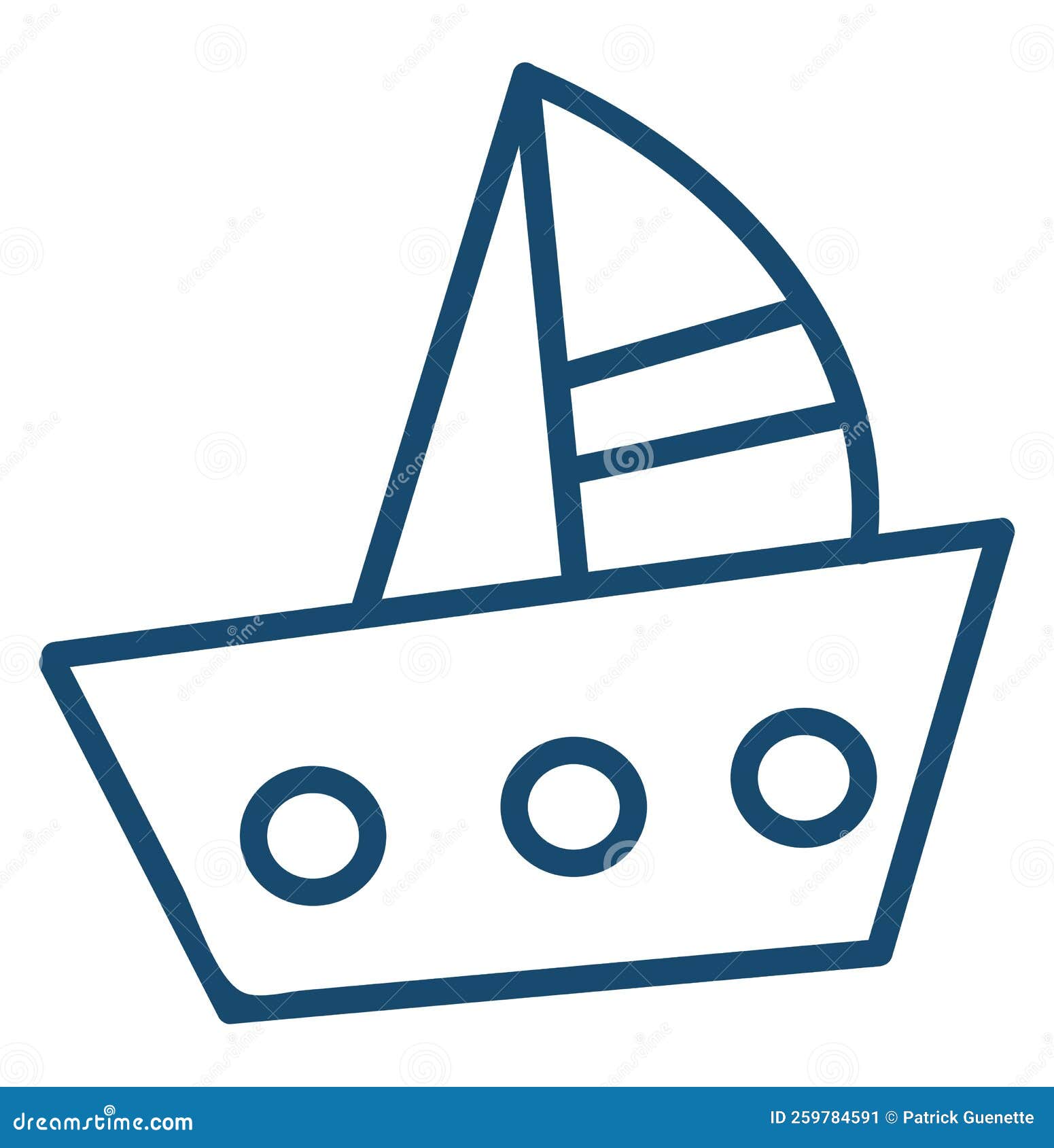 Blue small boat, icon stock vector. Illustration of blue - 259784591