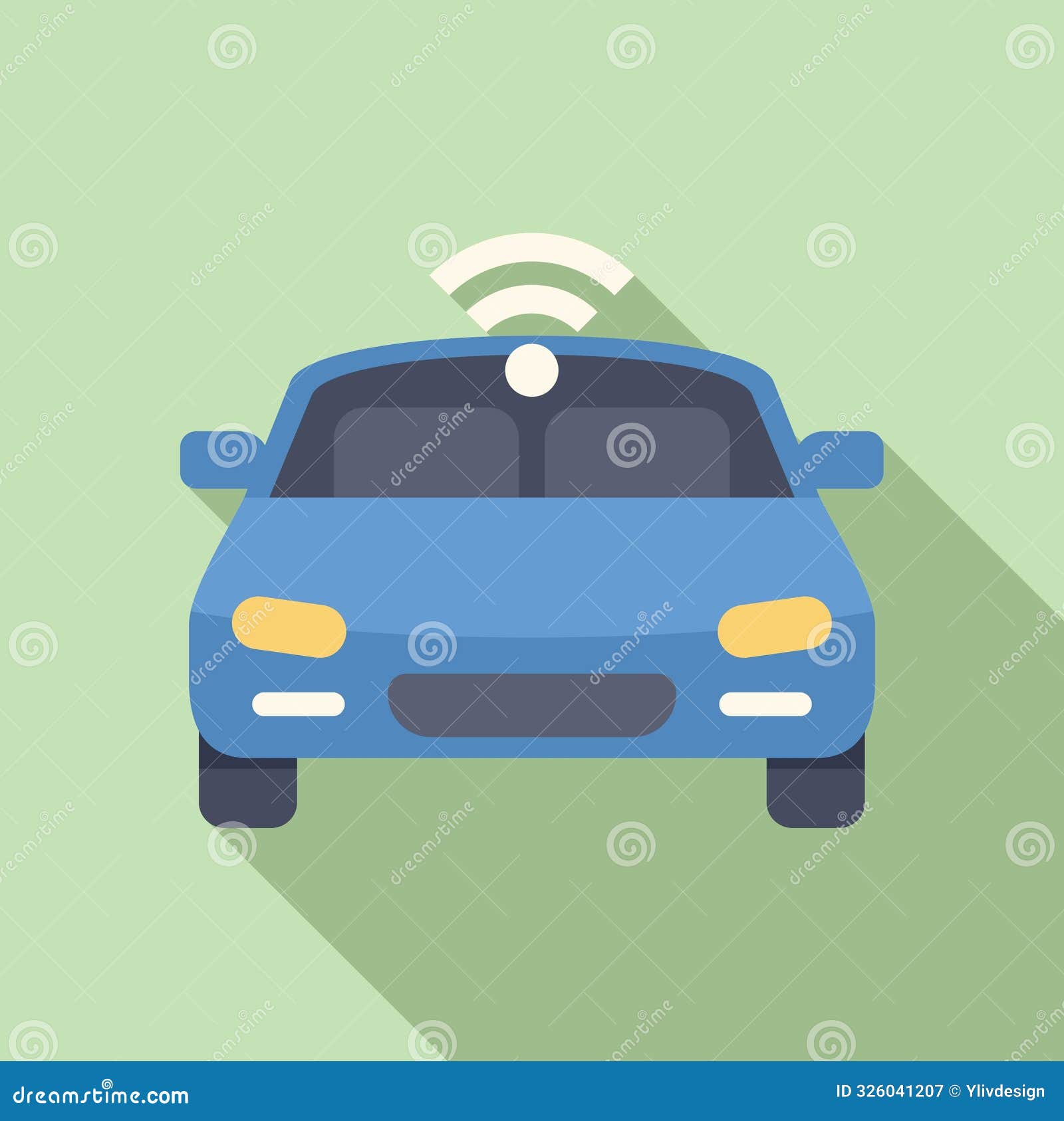 Blue Smart Car Using Wireless Network Connection Icon Stock ...