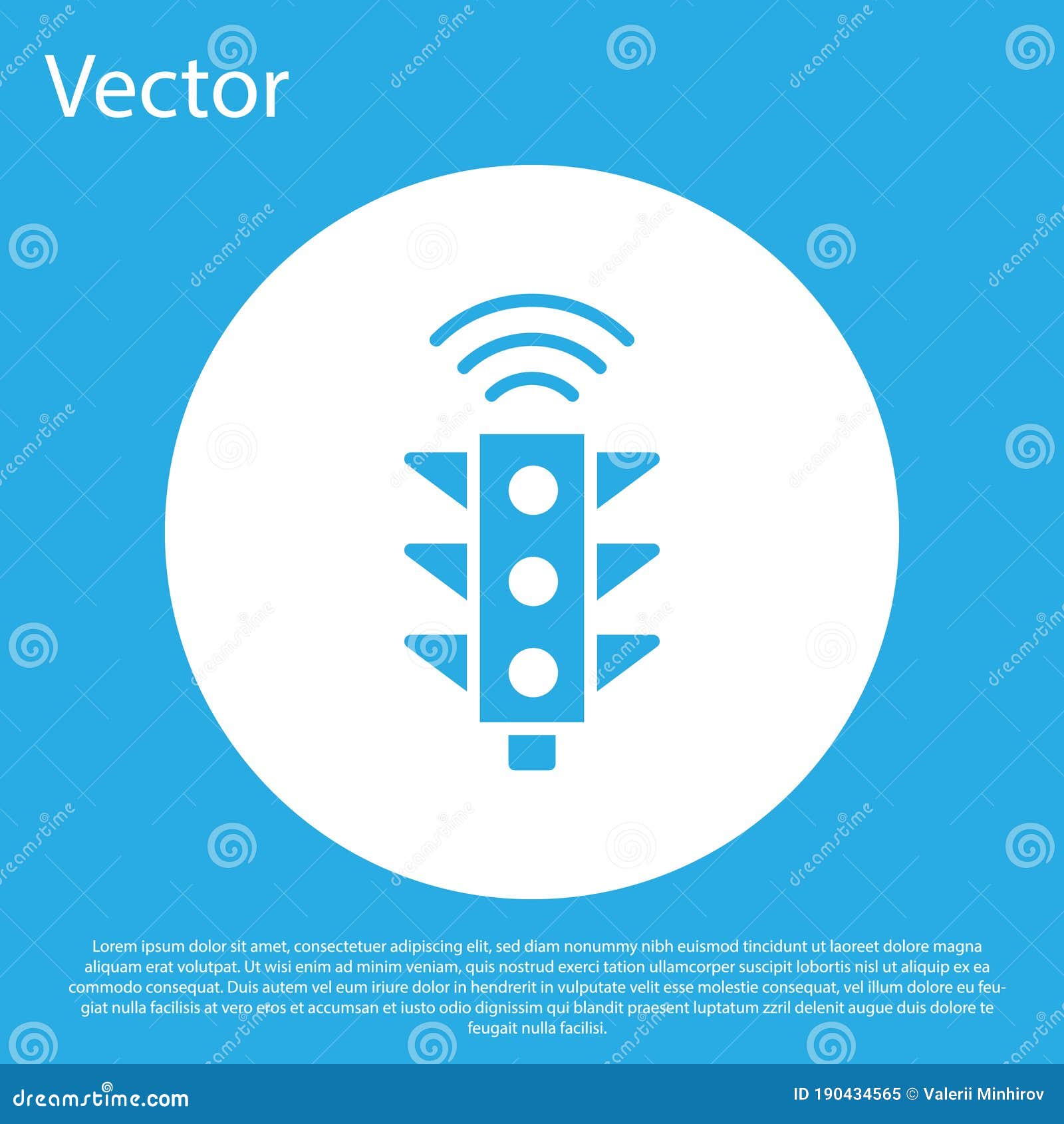 Blue Smart Traffic Light System Icon Isolated on Blue Background ...
