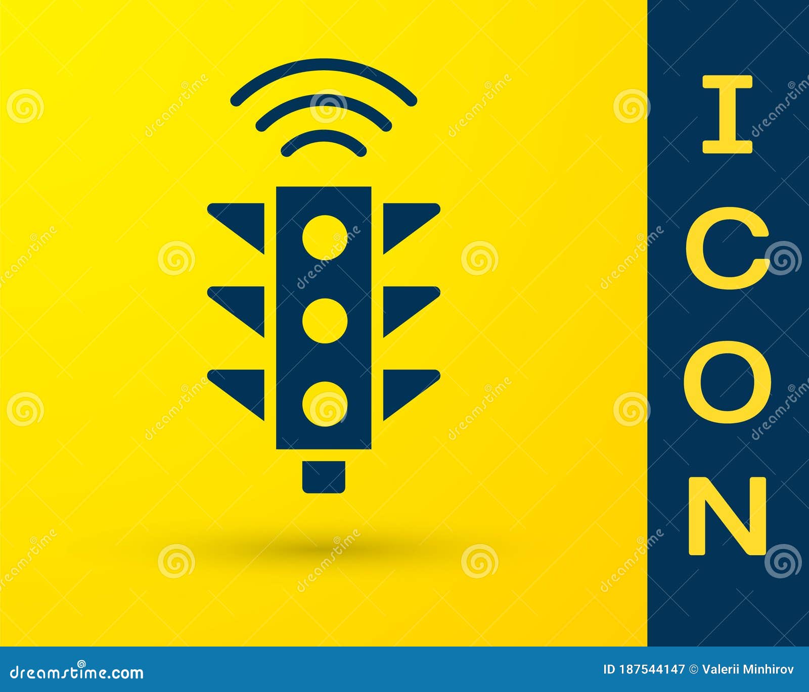 Blue Smart Traffic Light System Icon Isolated on Yellow Background ...