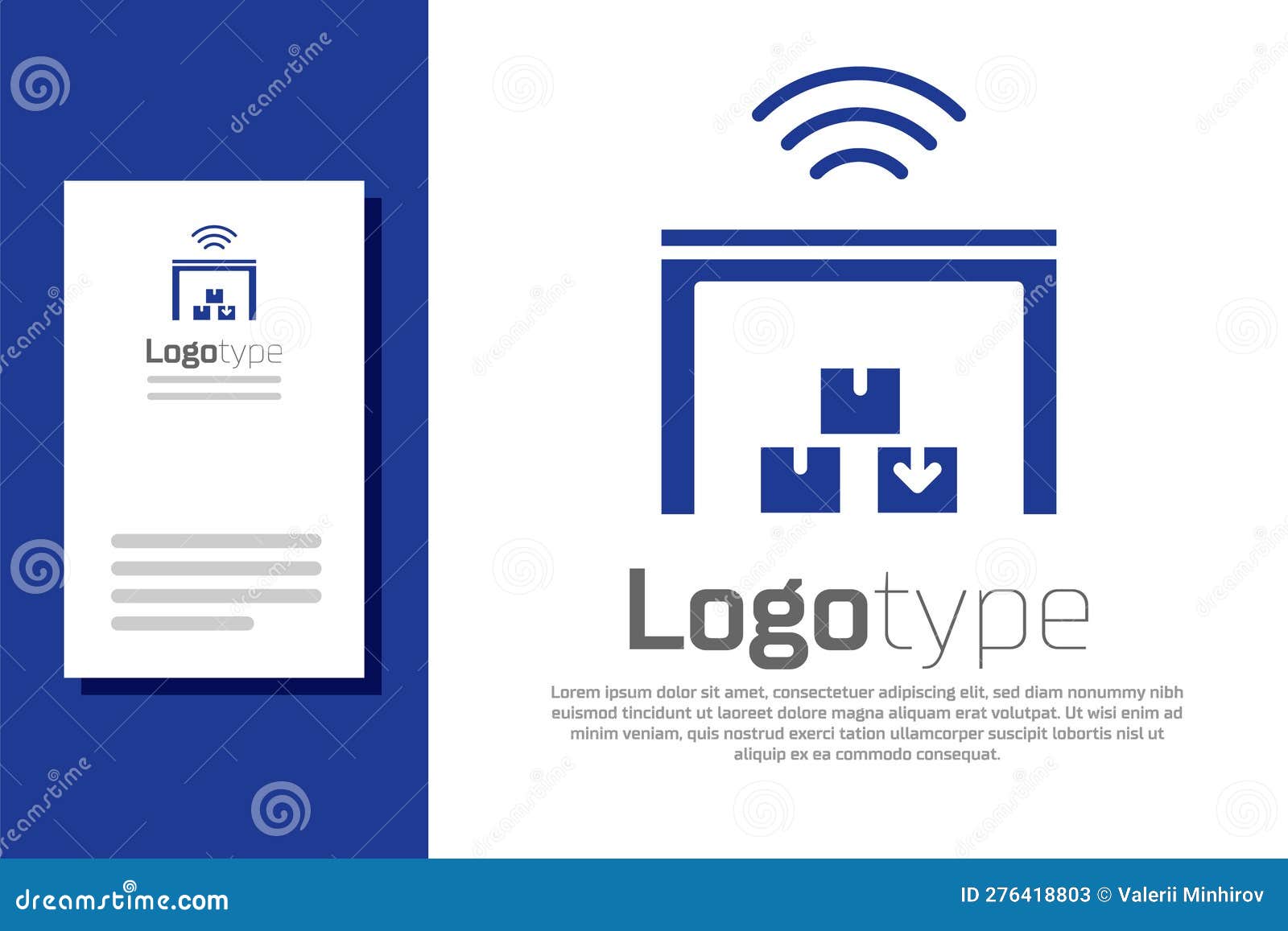 Blue Smart Warehouse System Icon Isolated on White Background. Logo ...