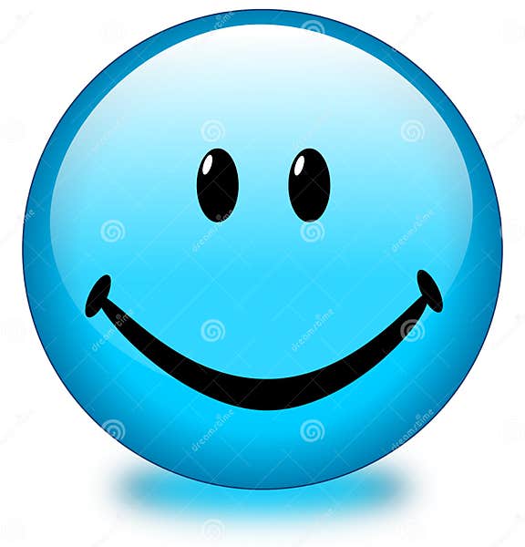 Blue Smiley Face Button stock illustration. Illustration of symbol ...