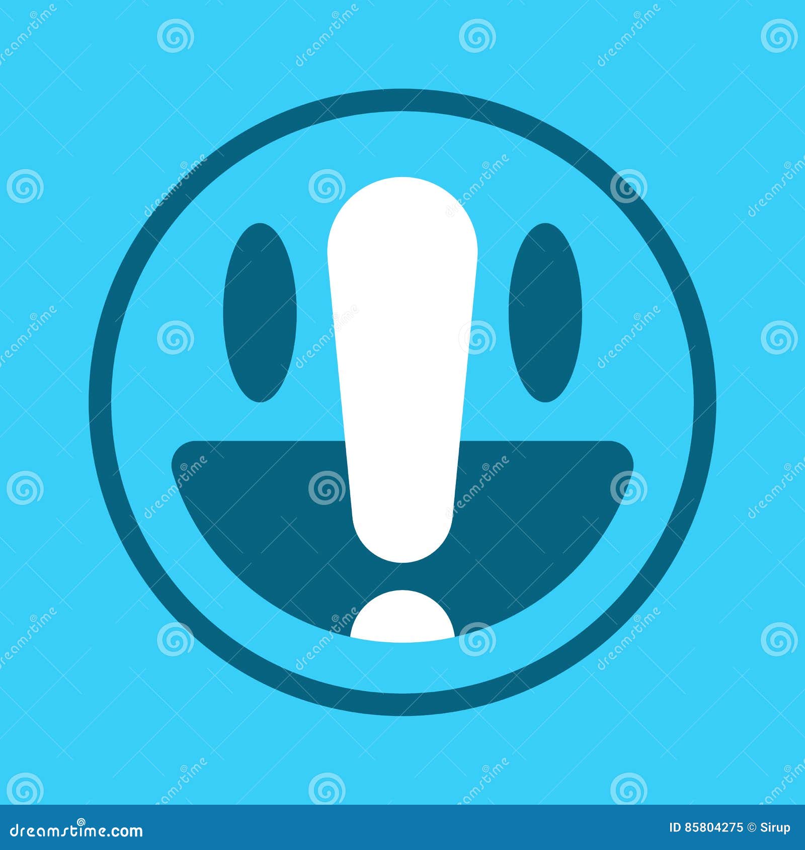 Blue Smiley Face Icon with Exclamation Mark Stock Vector - Illustration ...