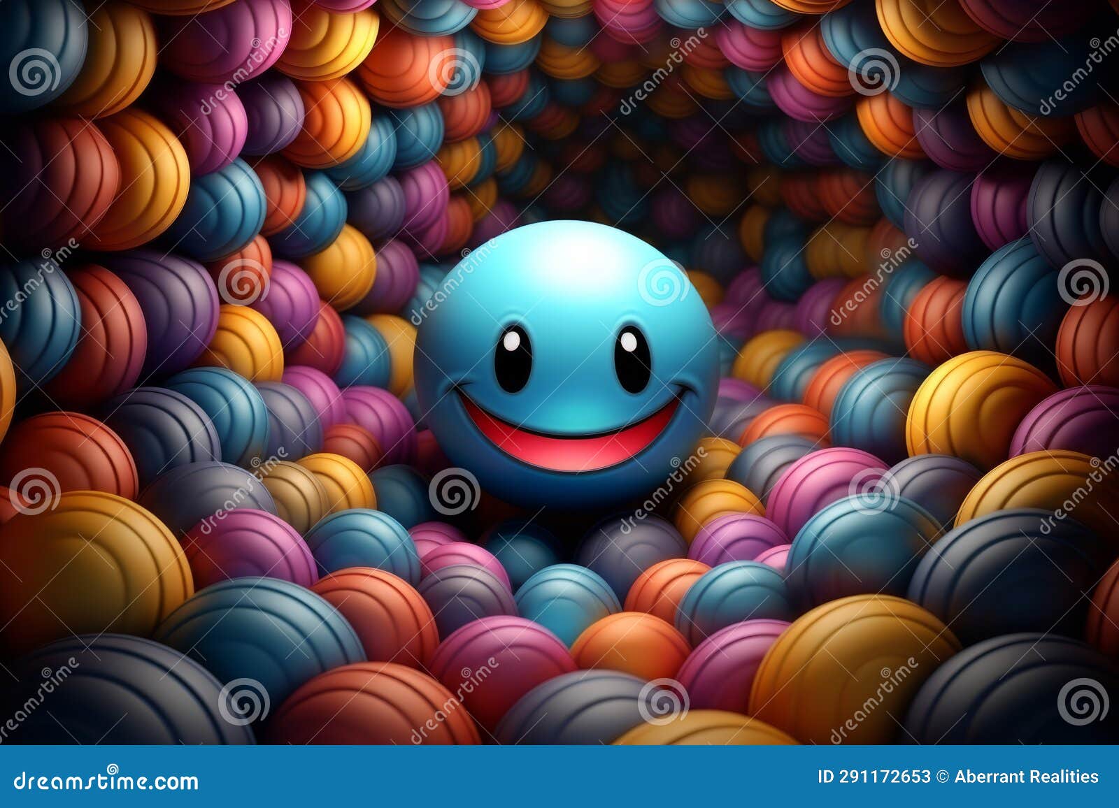 A Blue Smiley Face Surrounded by Colorful Balls Stock Illustration ...