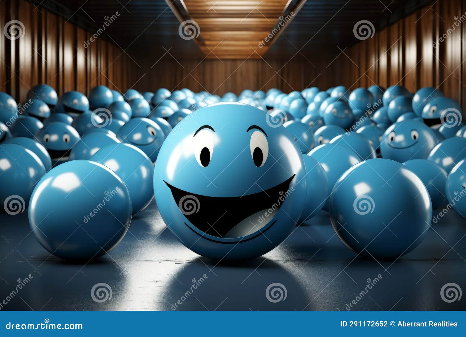 A Blue Smiley Face is Surrounded by Many Blue Balls Stock Illustration ...