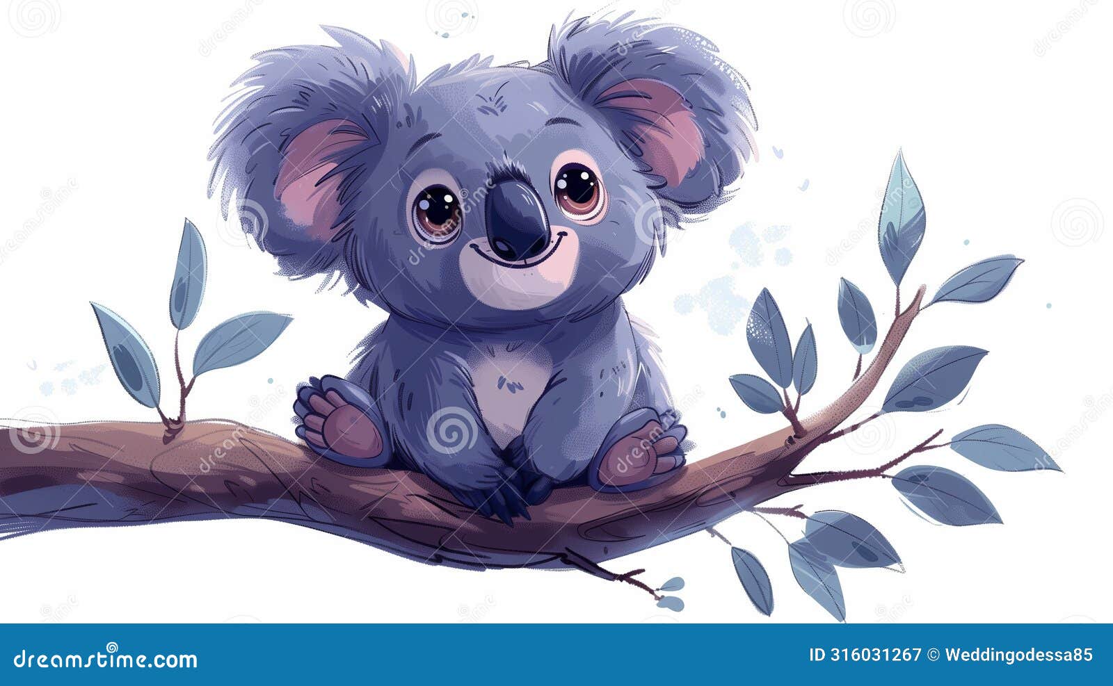 Smiling Koala Clinging To Tree Branch In Golden Hour Light, Australian ...