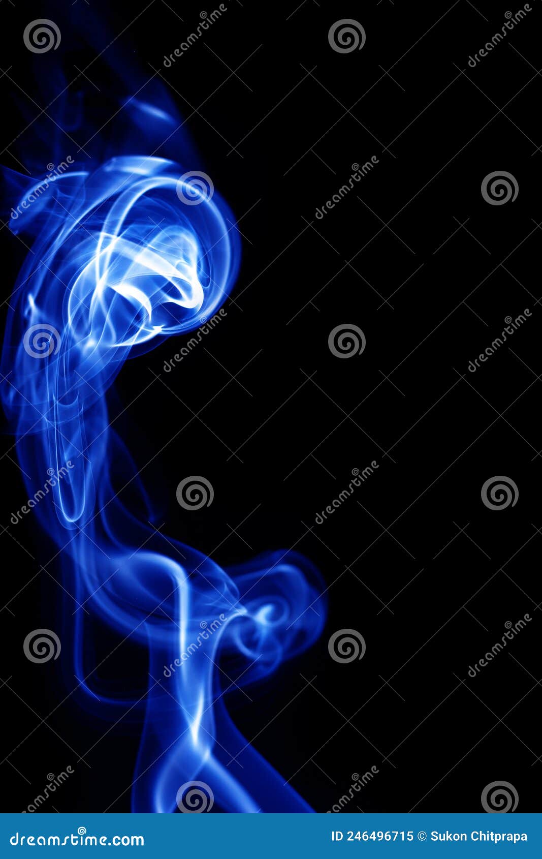 Blue Smoke on Black Background Stock Image - Image of blue, flowing ...