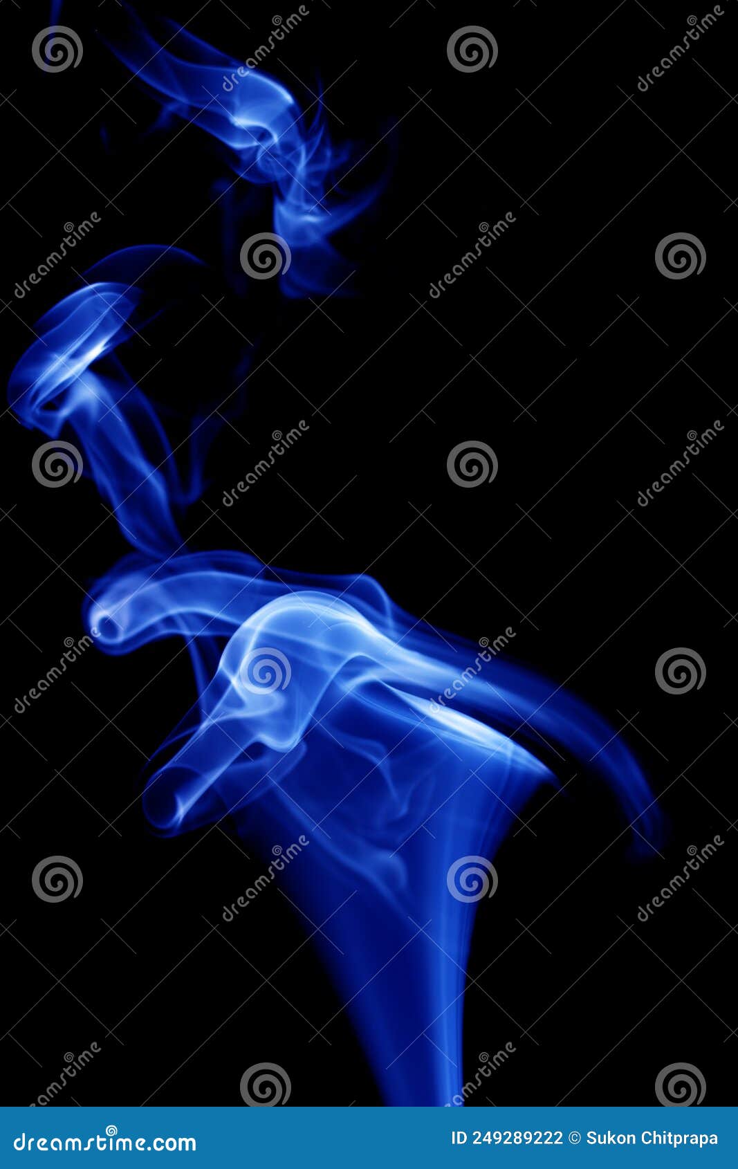 Blue Smoke on Black Background Stock Photo - Image of gradient, swirl ...