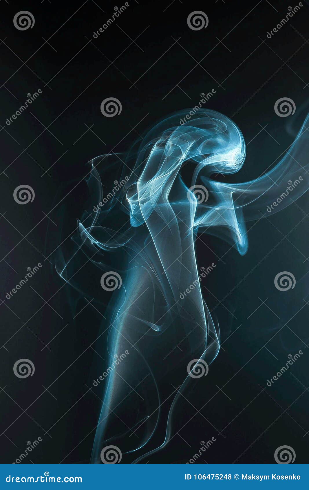 Blue smoke in the dark stock photo. Image of abstract - 106475248