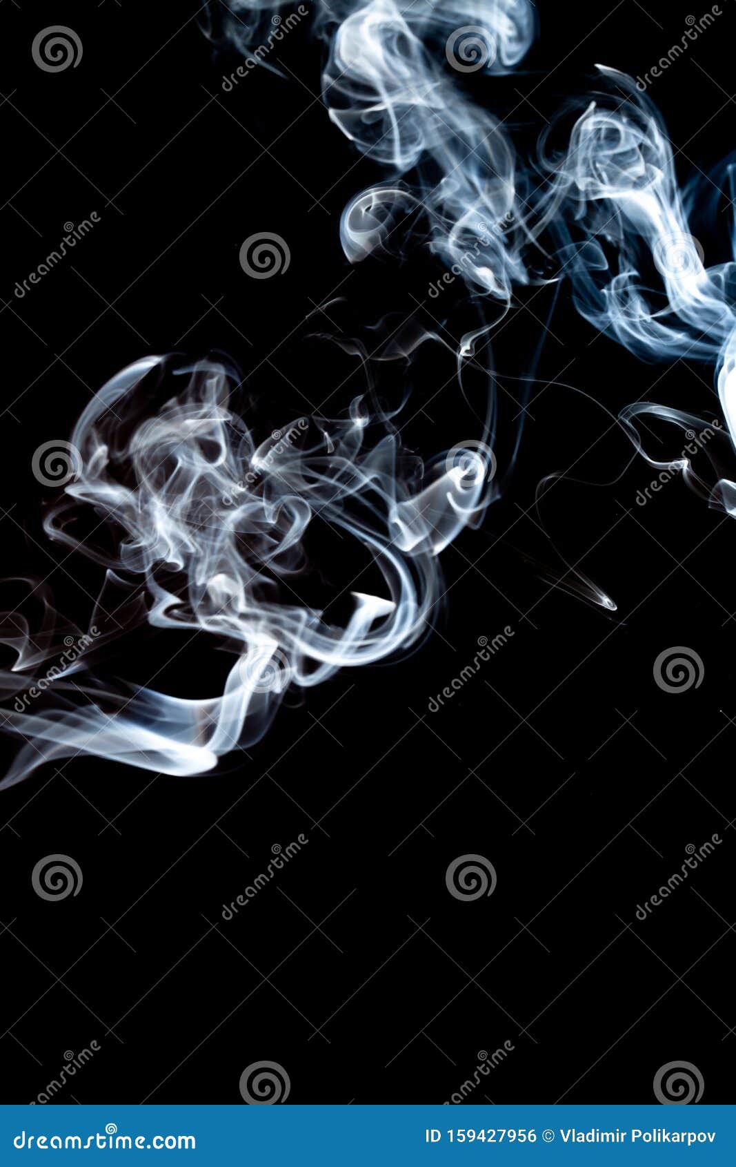 Blue Smoke Isolated on a Black Background. Template for Design Stock ...