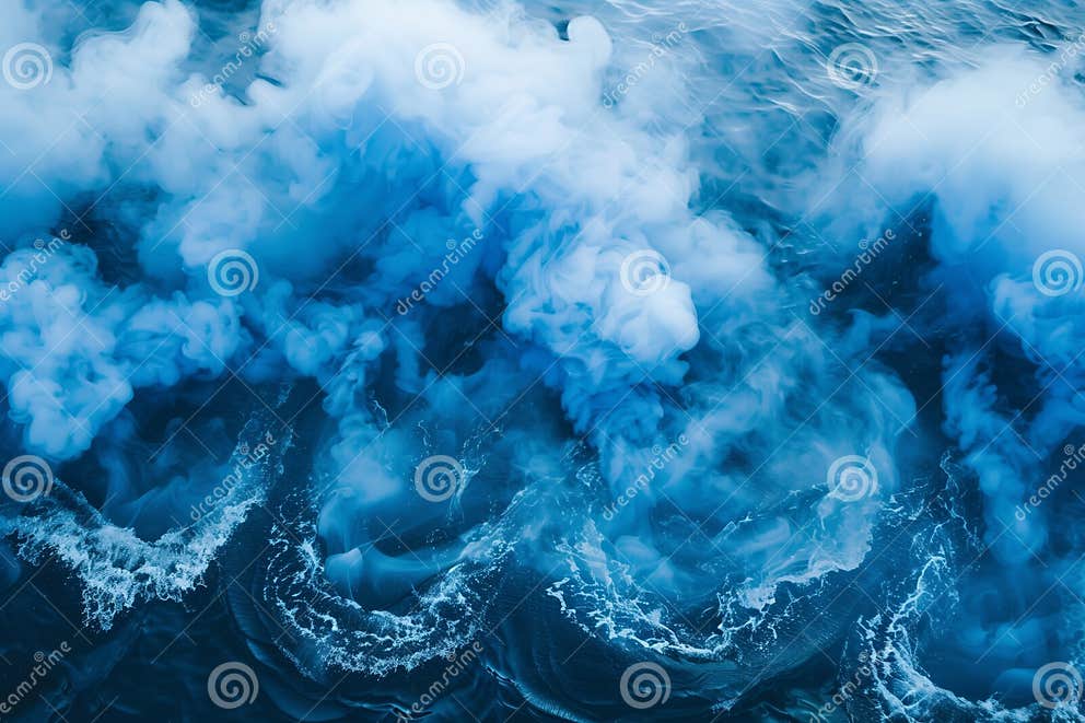 Blue Smoke Over Water Creating a Wave Effect Stock Photo - Image of ...