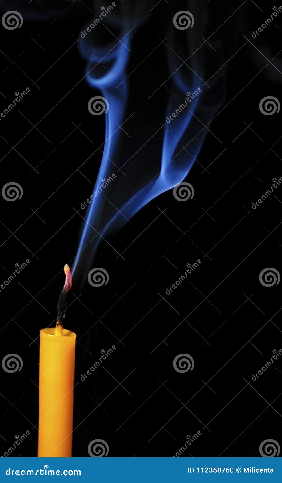Extinguished Candle with Smoke Close-up on a Dark Background Stock ...