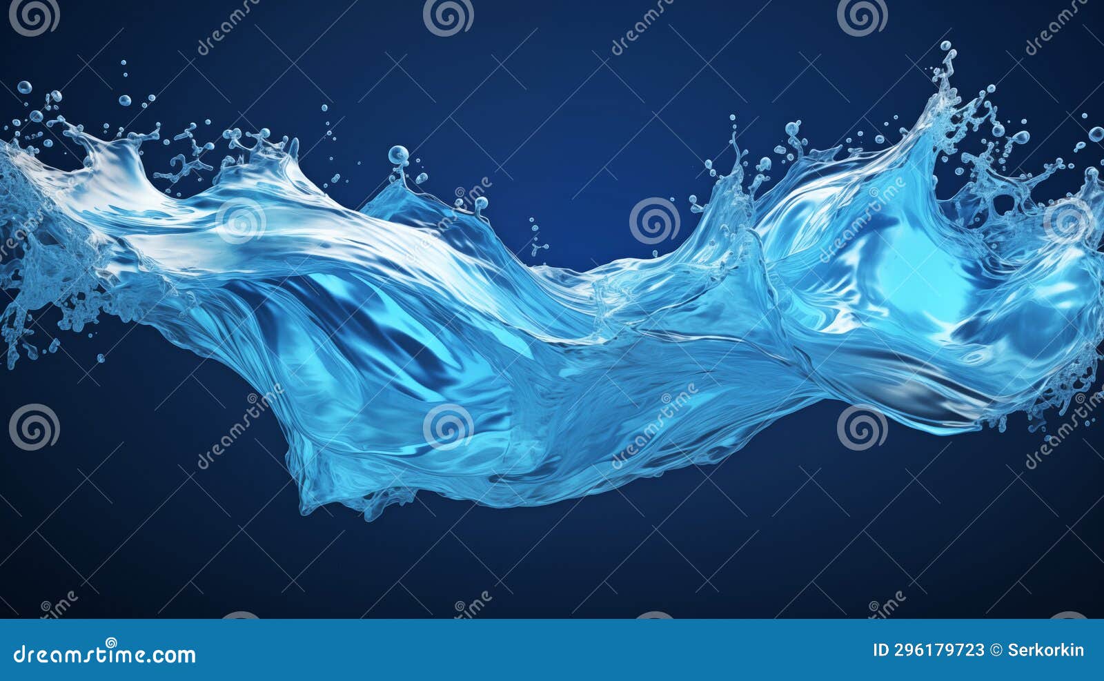 Blue Smooth Water Waves of Liquid Abstract Background. Bright Glossy ...